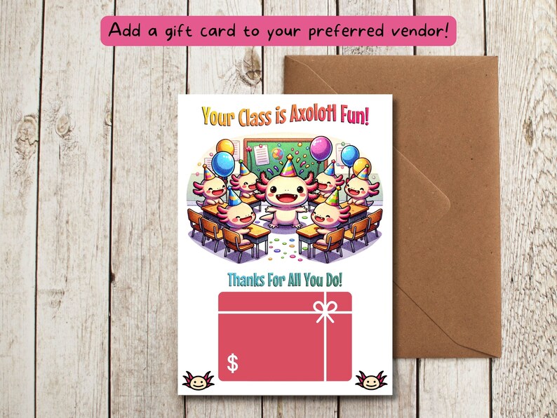 Funny Axolotl Teacher Appreciation Week Card Printable Thank You Card ...