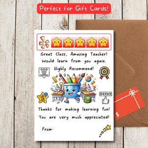 Funny Teacher Thank You Card Printable Teacher Appreciation Card Five ...