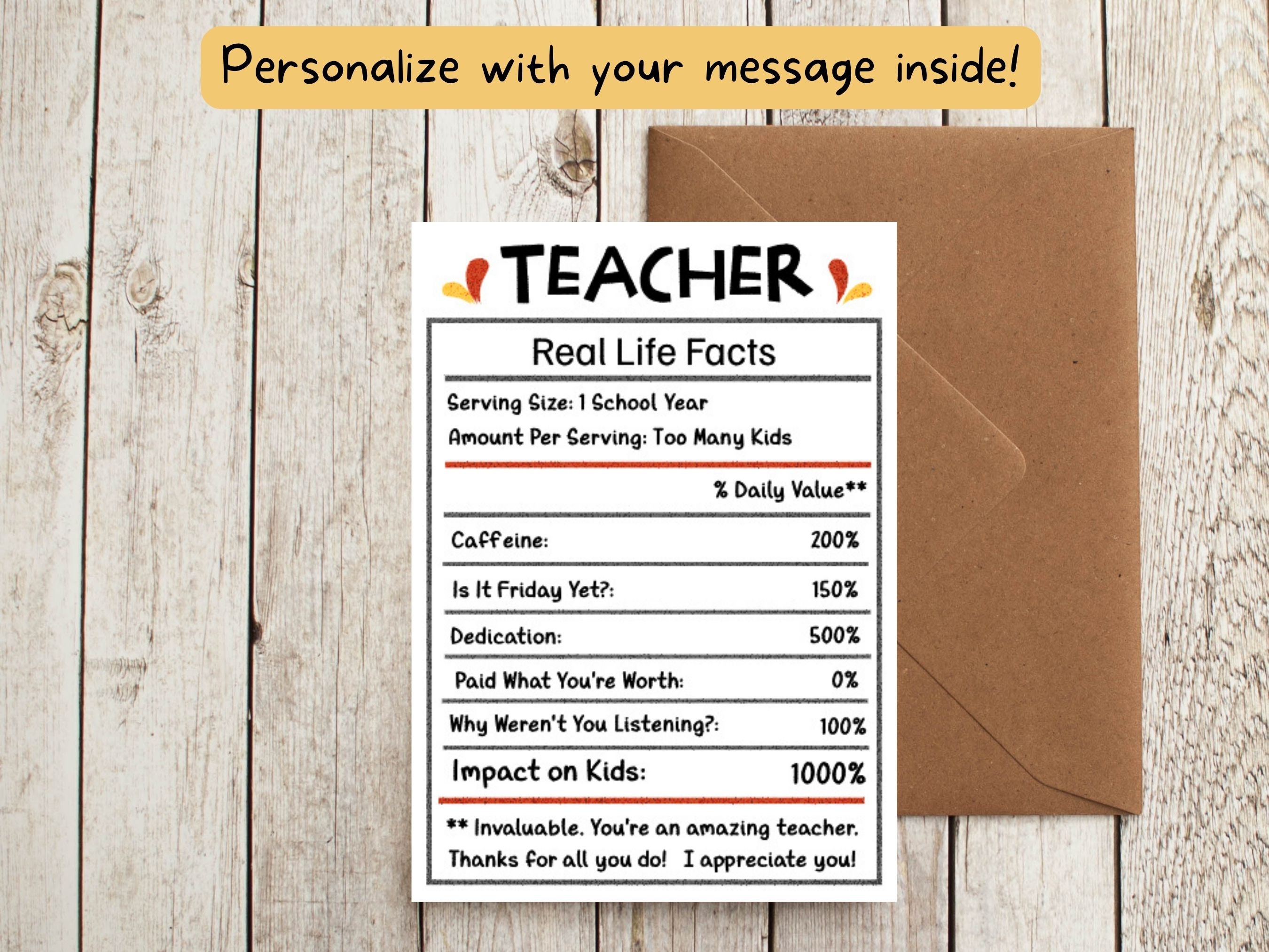 Funny Teacher Appreciation Card Printable, PTA PTO Teacher Thank You ...