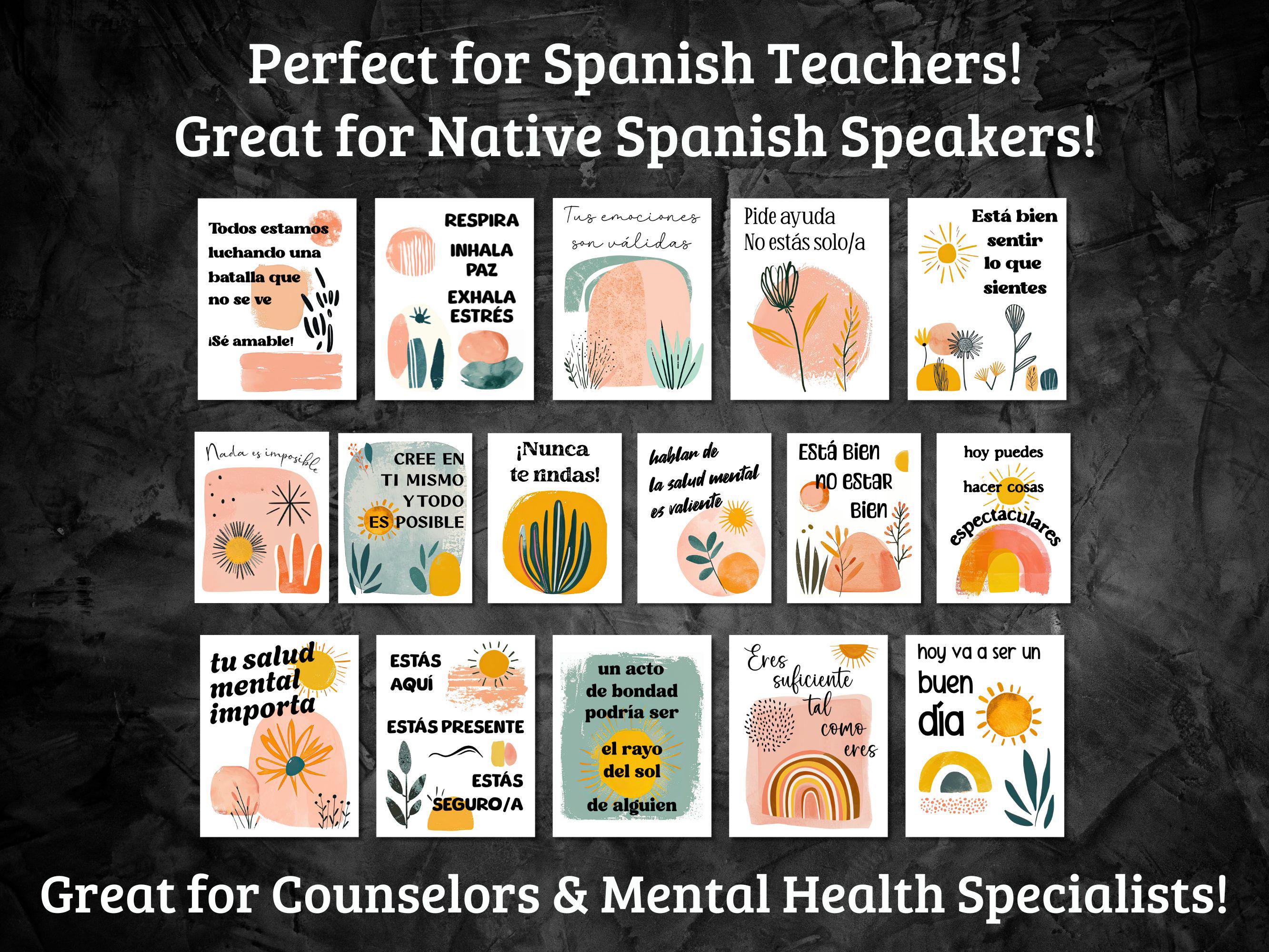 Spanish Mental Health Poster Print Spanish Class Growth Mindset Decor ...