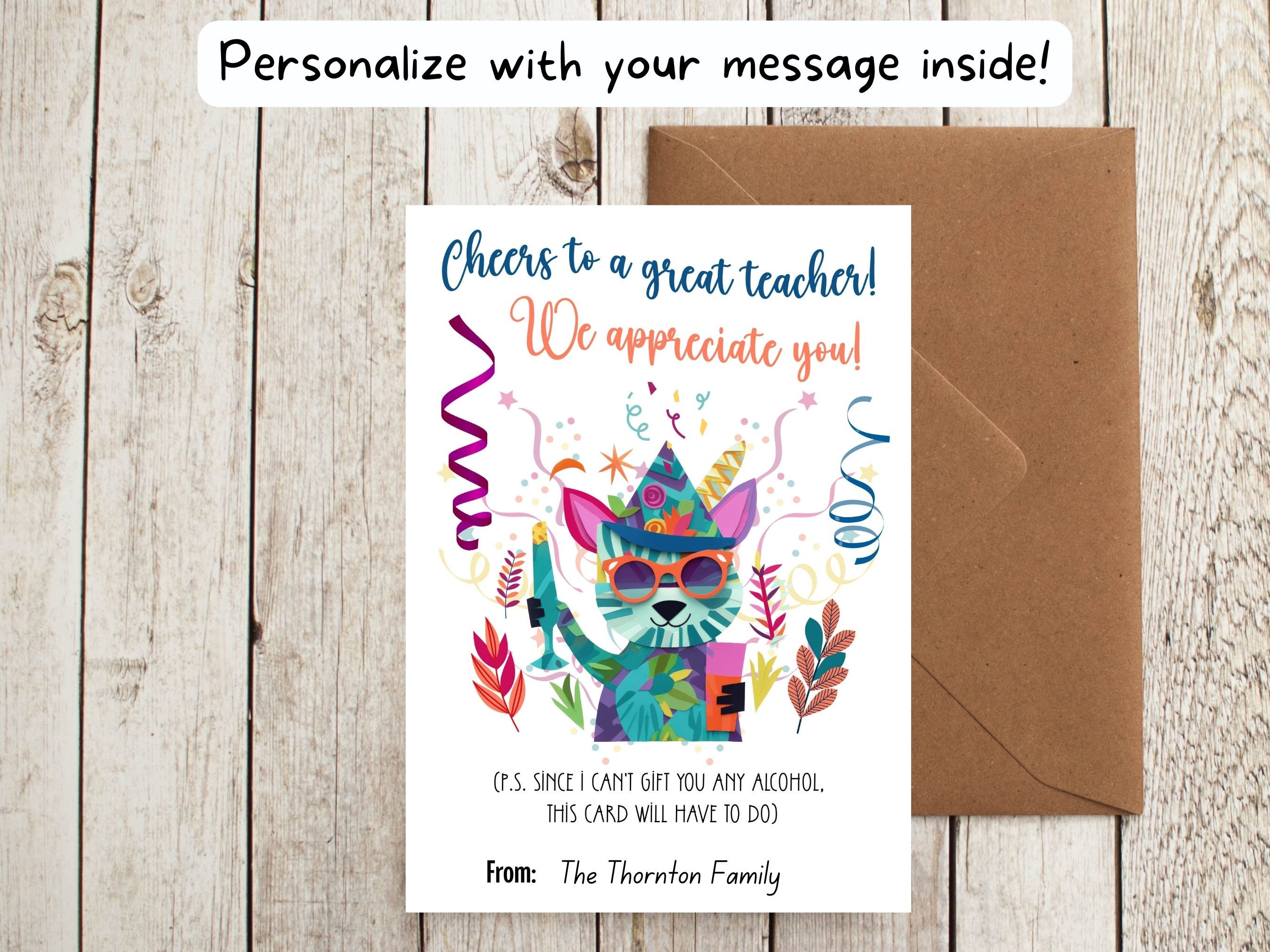 Funny Teacher Appreciation Card Printable, Teacher Thank You Card ...