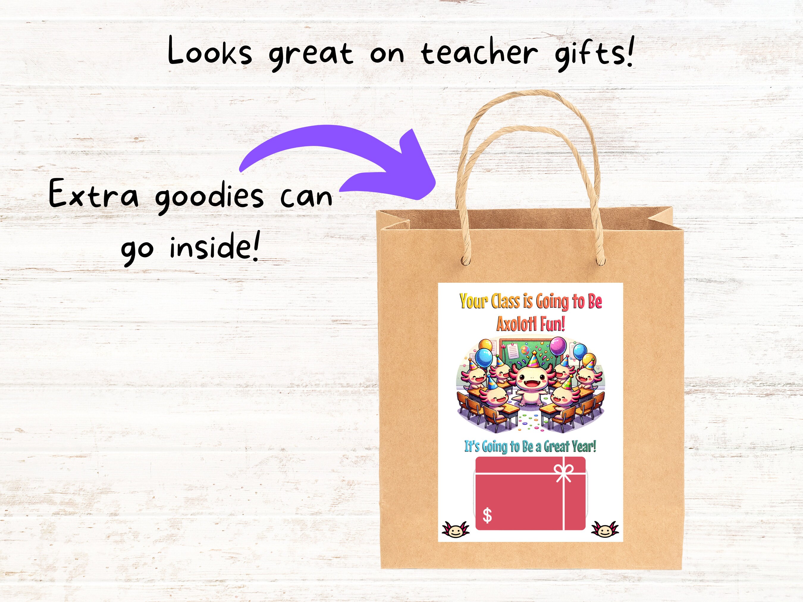 Axolotl Back to School Teacher Card Printable Funny Teacher ...