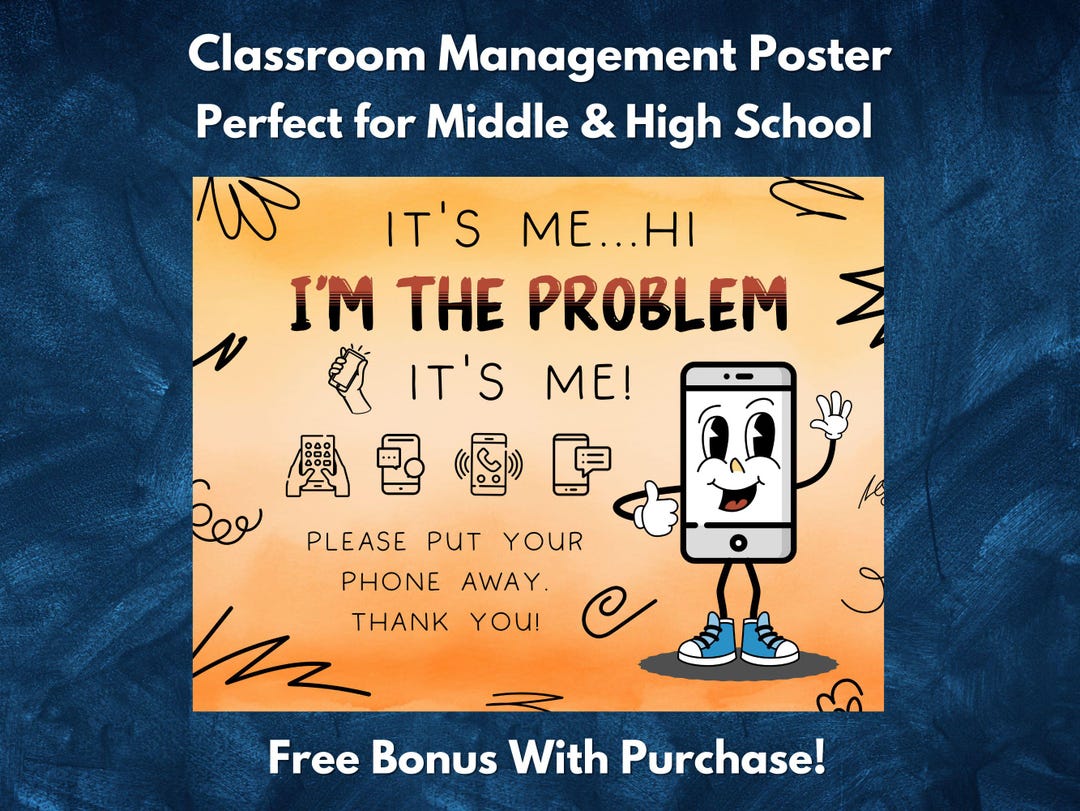Cell Phone Classroom Management Poster High School Funny Motivational ...