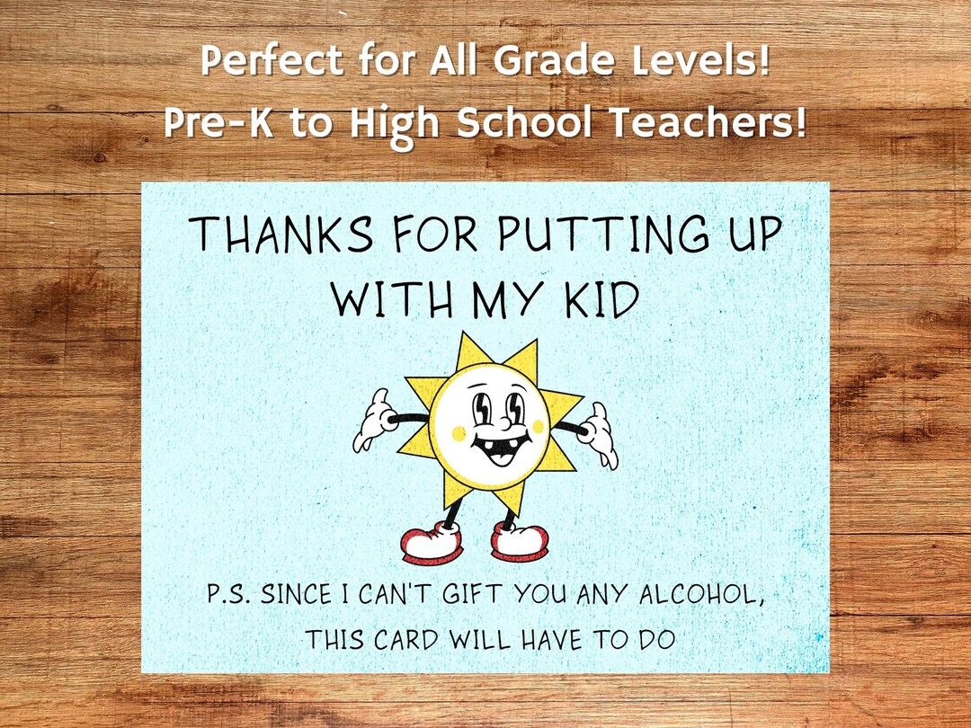 Funny Teacher Appreciation Card, Printable Teacher Thank You Card ...
