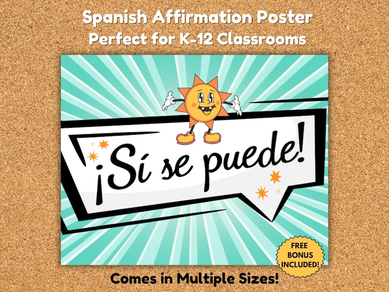 Retro Spanish Growth Mindset Poster Si Se Puede Spanish Class ...