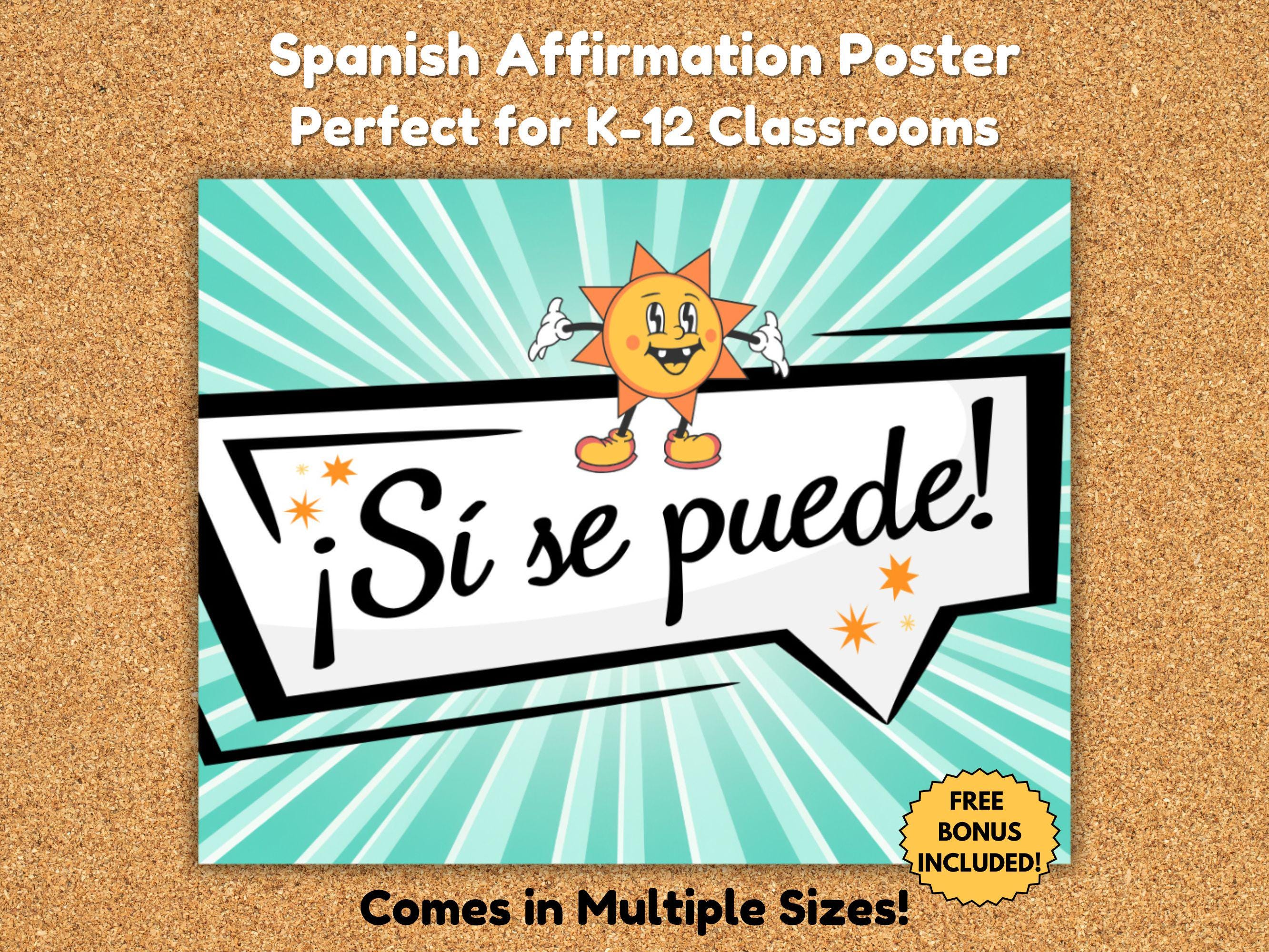 Retro Spanish Growth Mindset Poster Si Se Puede Spanish Class ...