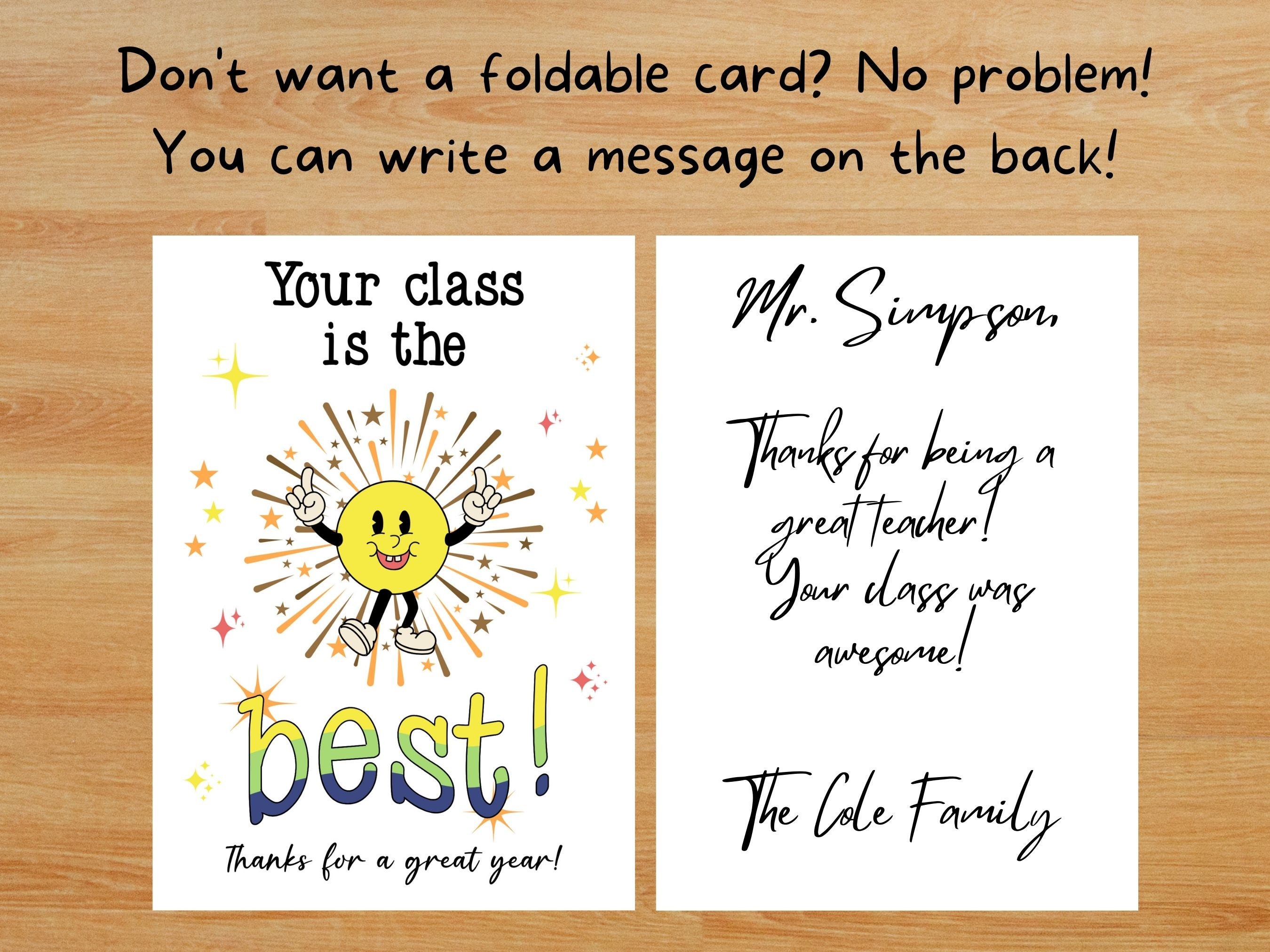 Teacher Appreciation Card Funny Printable Teacher Thank You Card From ...