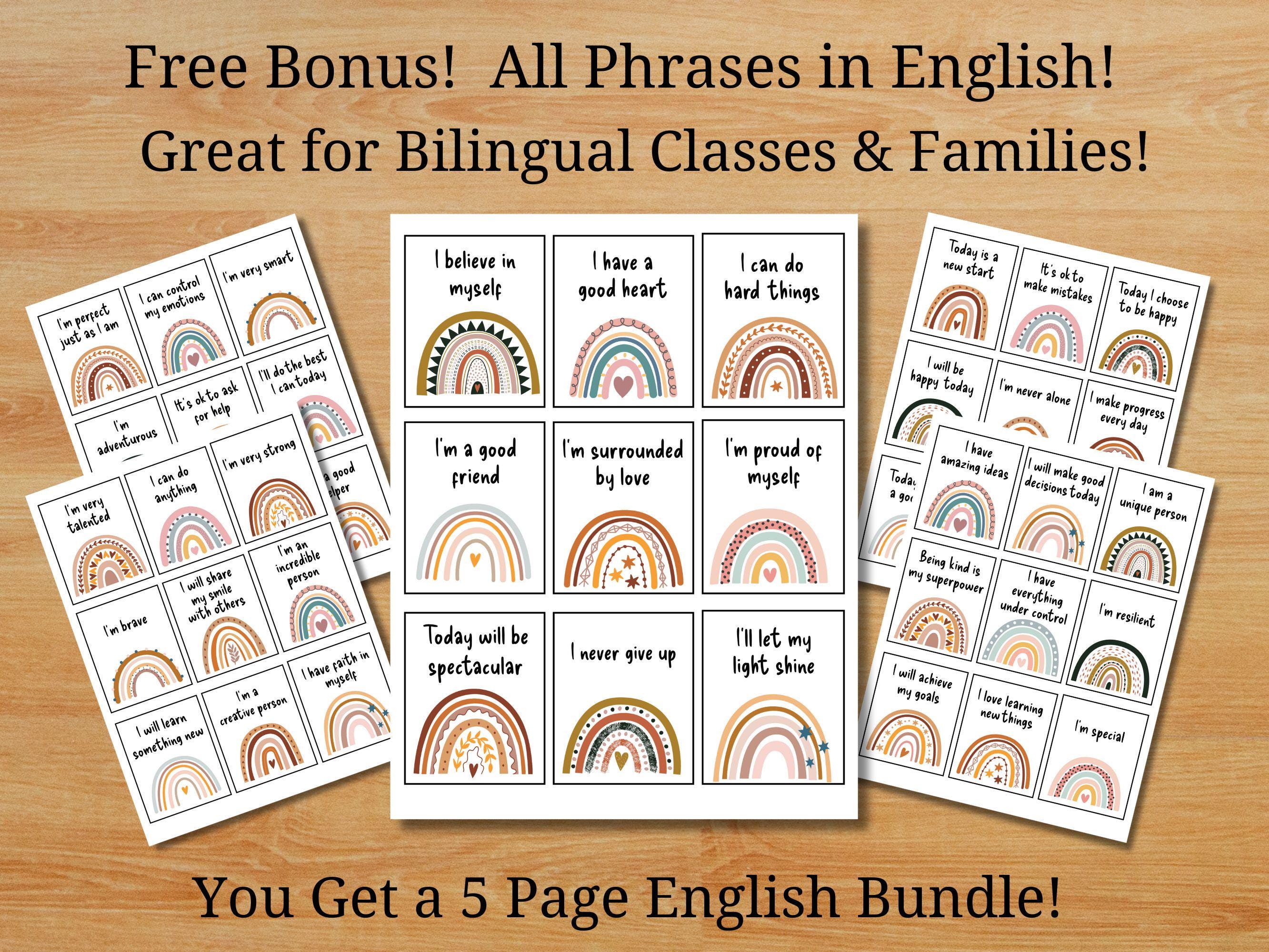 Spanish Growth Mindset Positive Affirmation Cards Bilingual School ...