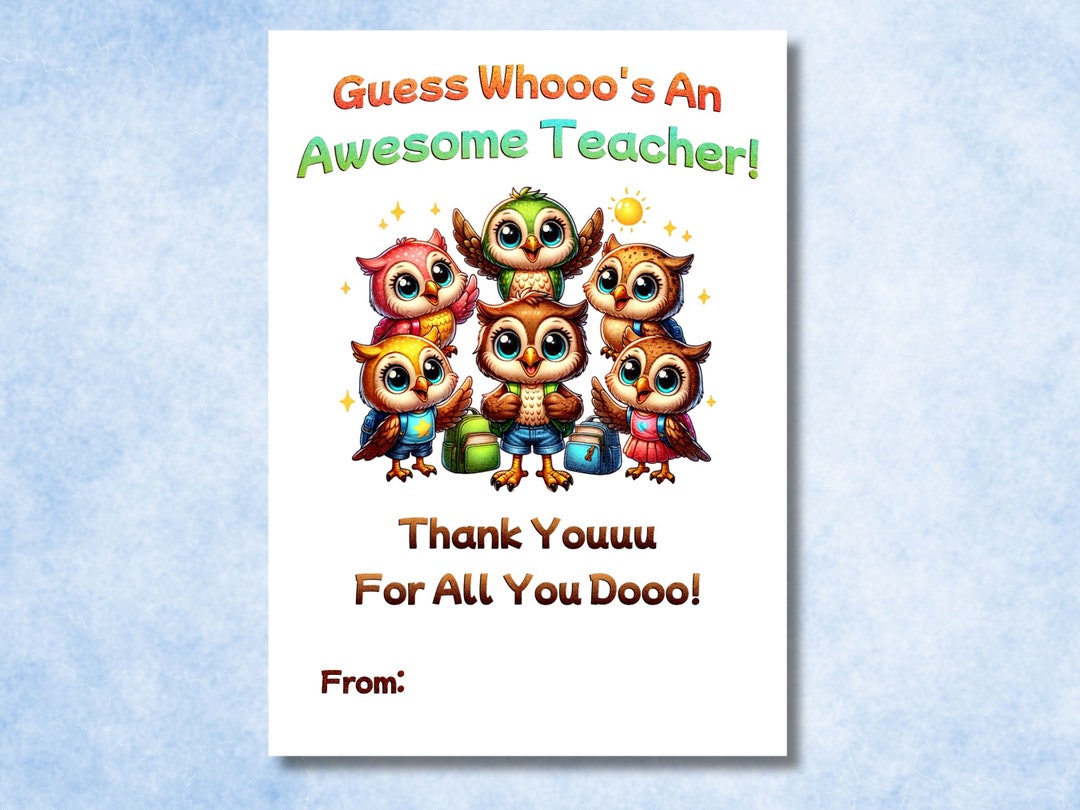 Funny Teacher Thank You Card Printable Teacher Appreciation Card ...
