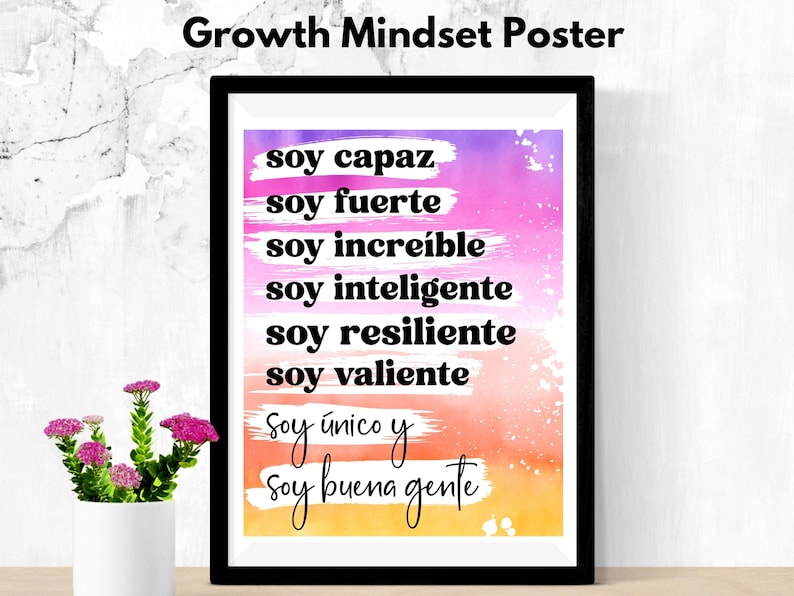 Spanish Growth Mindset Poster Spanish Classroom Motivational Decor ...