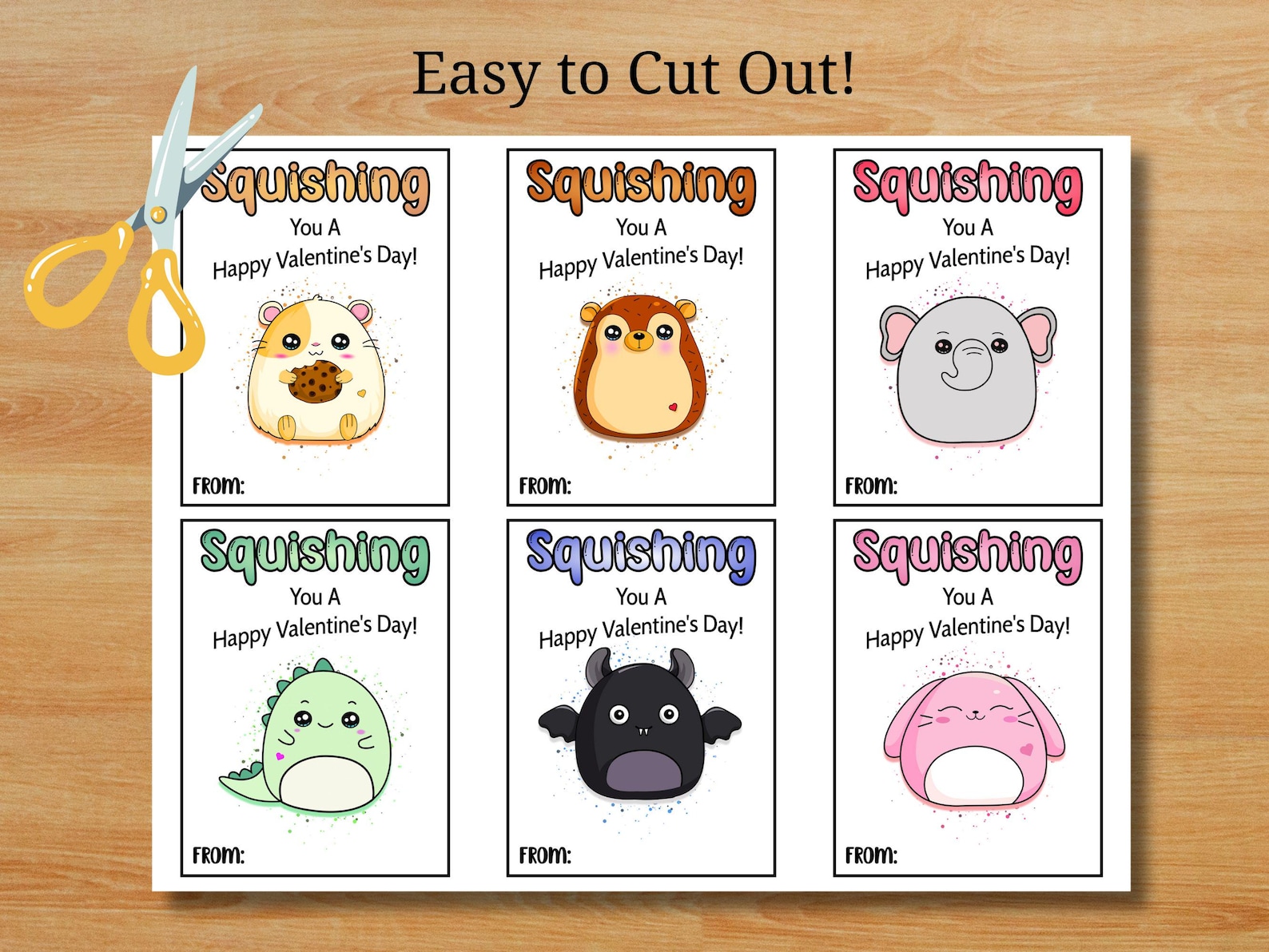 Squish Valentine's Day Cards Printable Elementary Classroom Cute ...