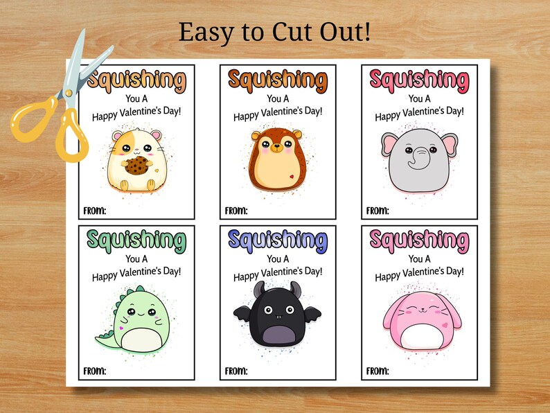 Squish Valentine's Day Cards Printable Elementary Classroom Cute ...