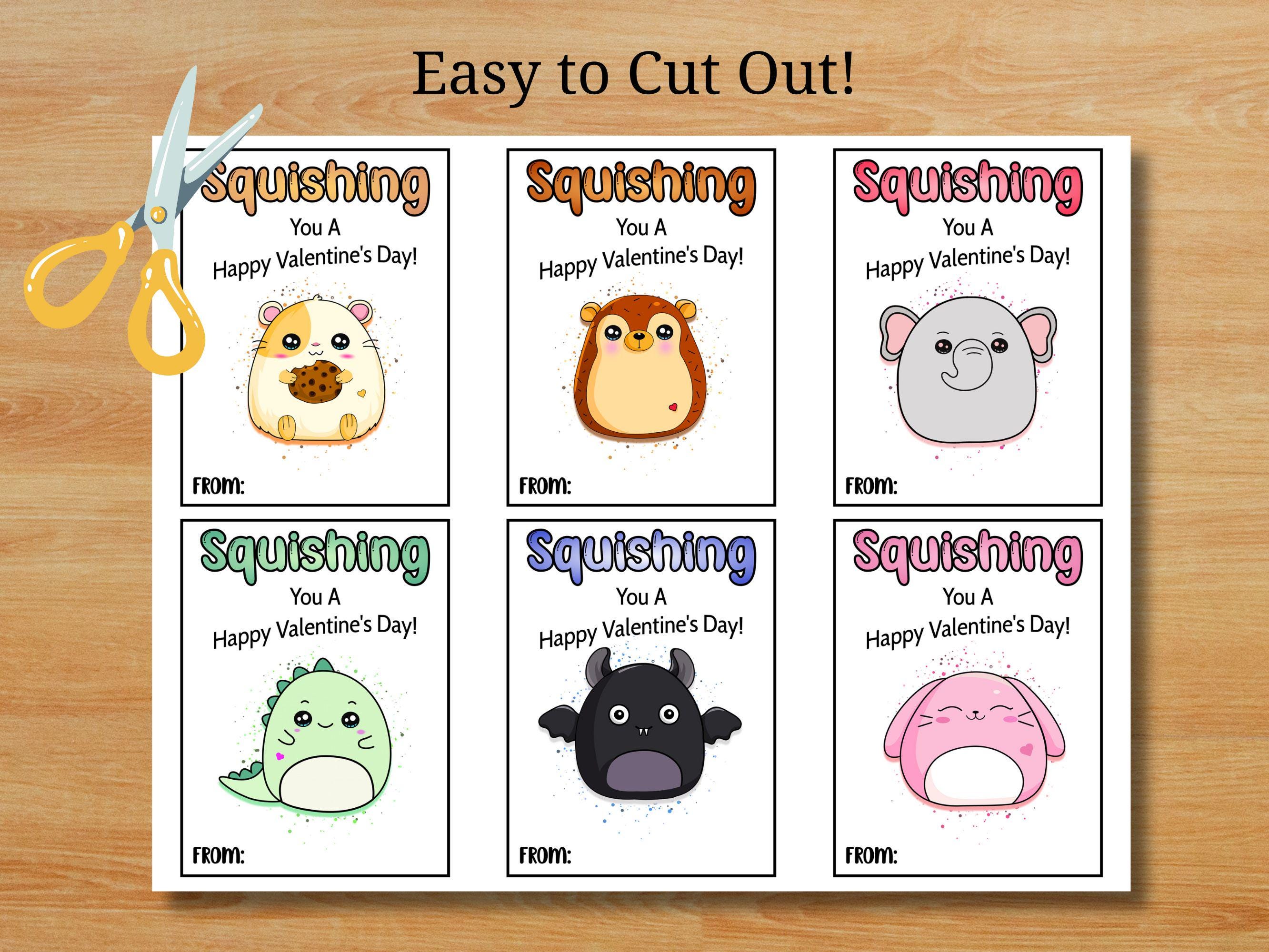Squish Valentine's Day Cards Printable Elementary Classroom Cute ...