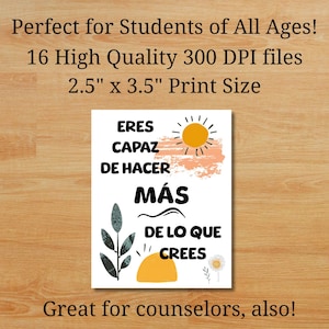 Spanish Growth Mindset Positive Affirmation Cards Spanish Class Boho ...
