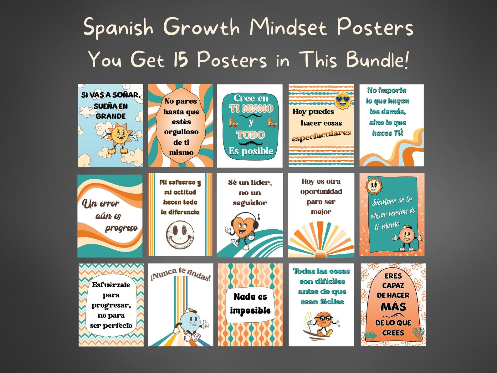 Retro Spanish Growth Mindset Poster Spanish Class Retro Motivational ...