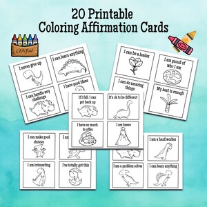 Coloring Affirmation Cards Printable Dinosaur Coloring Pages for Kids ...