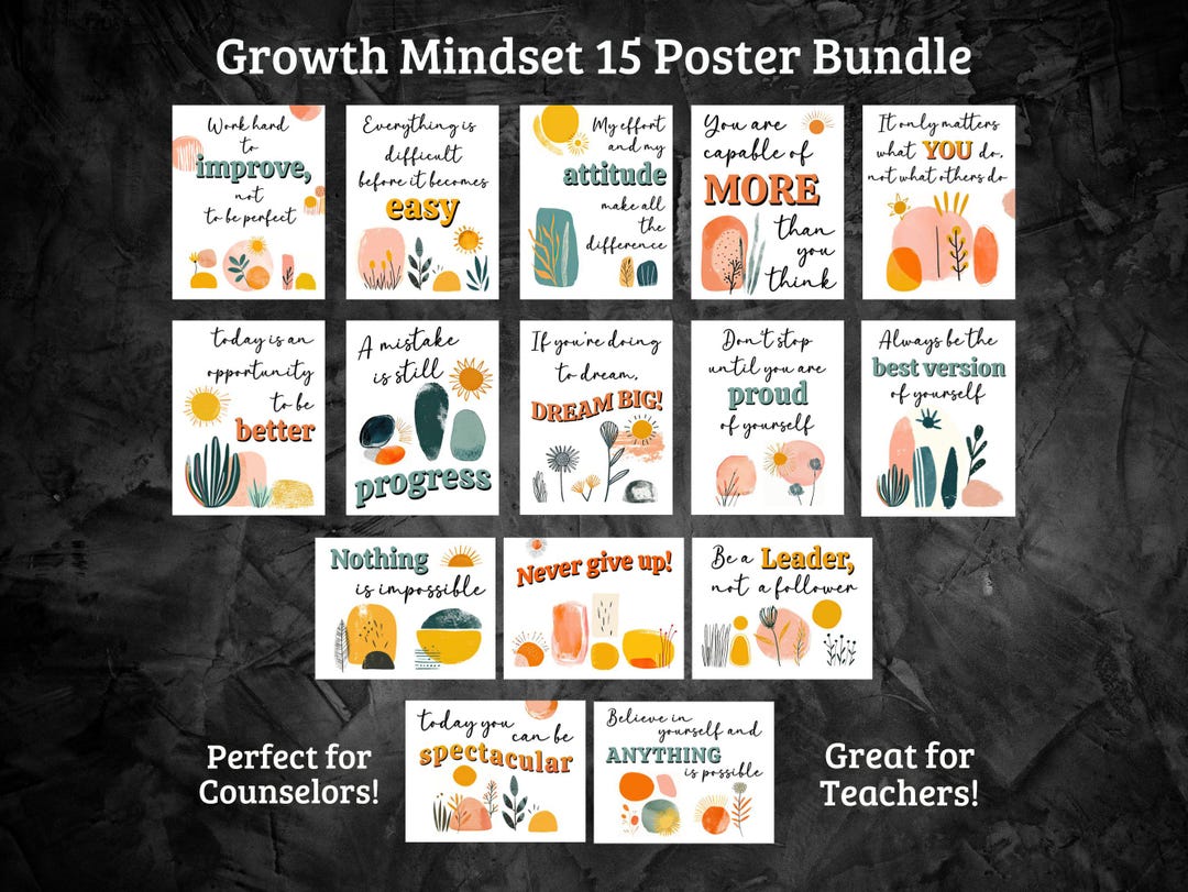 High School Boho Growth Mindset Poster Classroom Motivational Decor ...