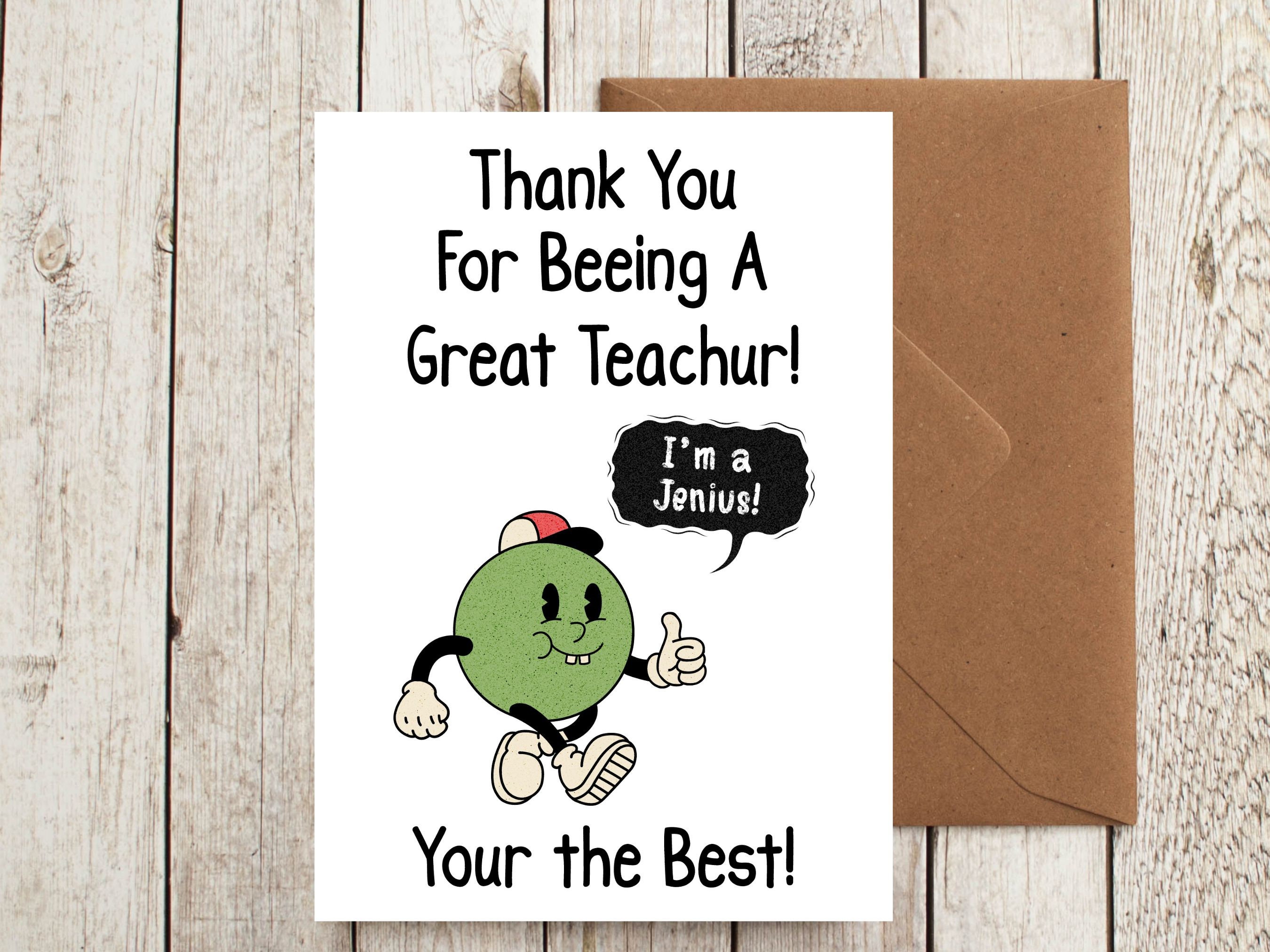 Funny Teacher Appreciation Card, Printable Teacher Thank You Card ...