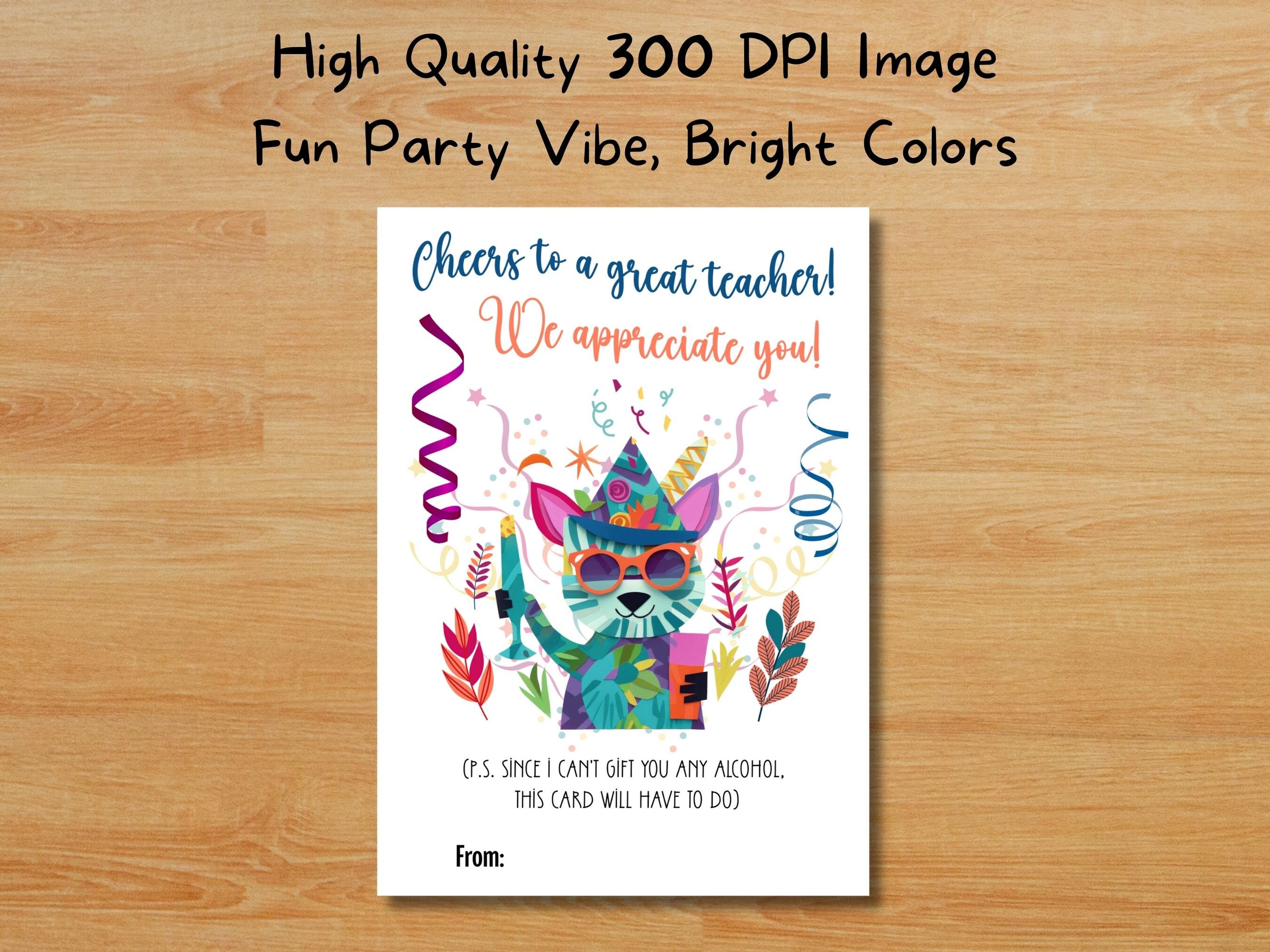 Funny Teacher Appreciation Card Printable, Teacher Thank You Card ...