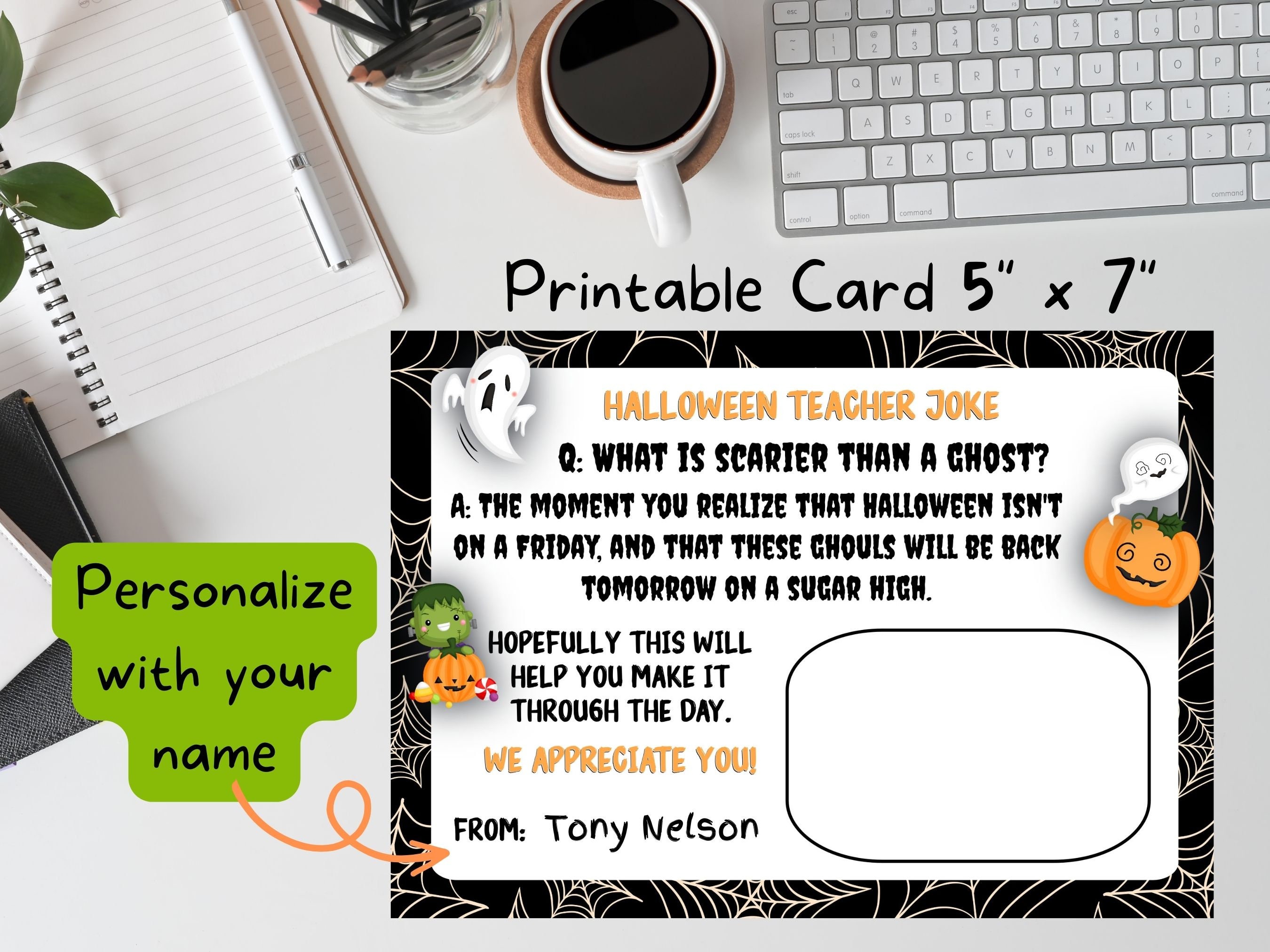 Funny Halloween Teacher Gift Card Holder Printable Halloween Coffee ...