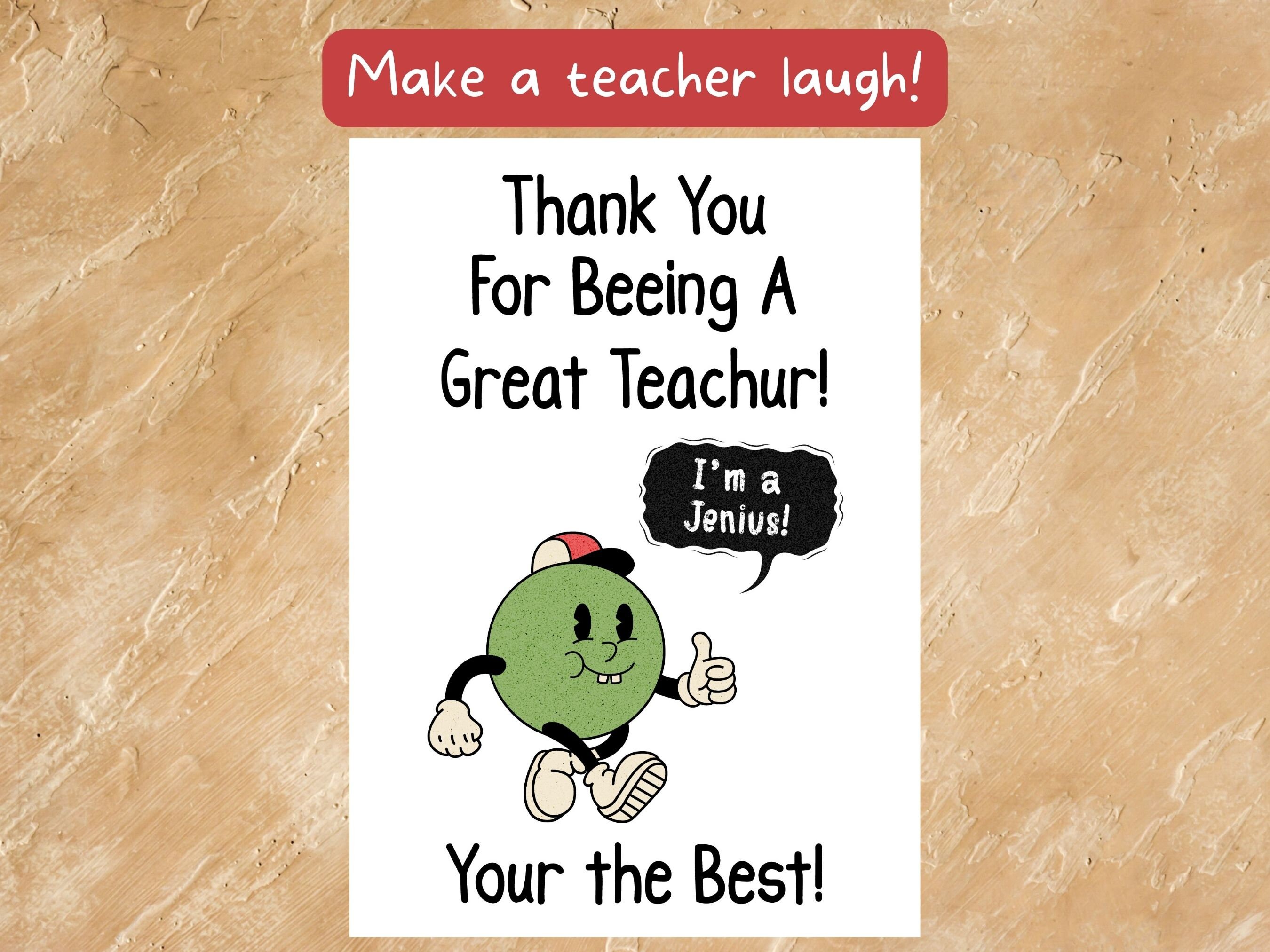 Funny Teacher Appreciation Card, Printable Teacher Thank You Card ...