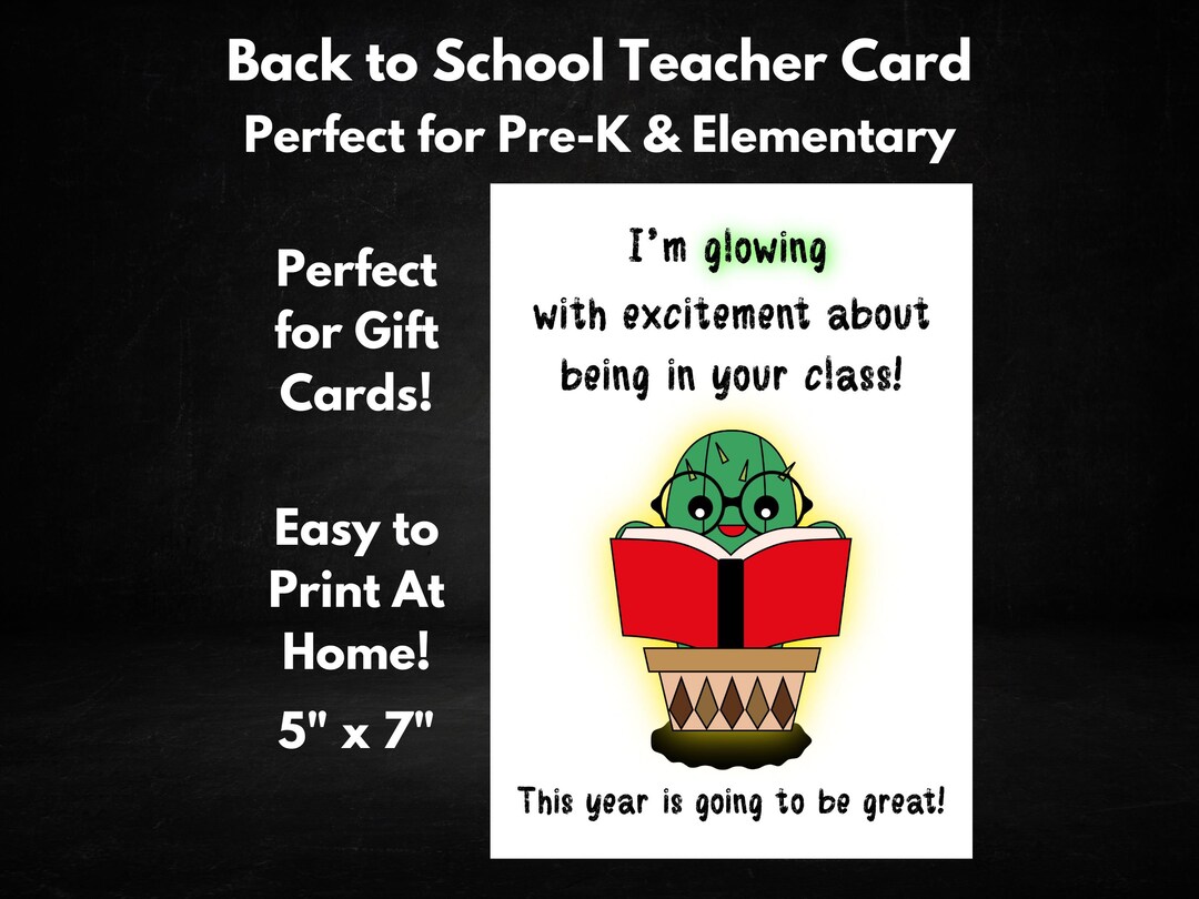 First Day of School Printable Teacher Greeting Card Back to School ...
