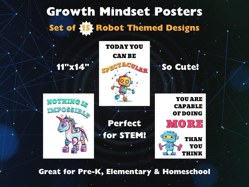 Robot Growth Mindset Poster STEM Class Elementary Motivation Classroom ...