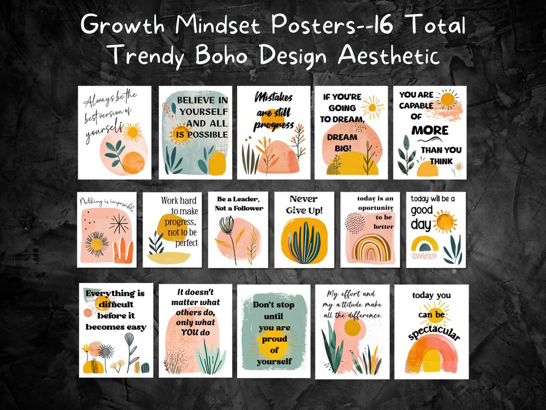 High School Boho Growth Mindset Poster Classroom Motivational Decor ...