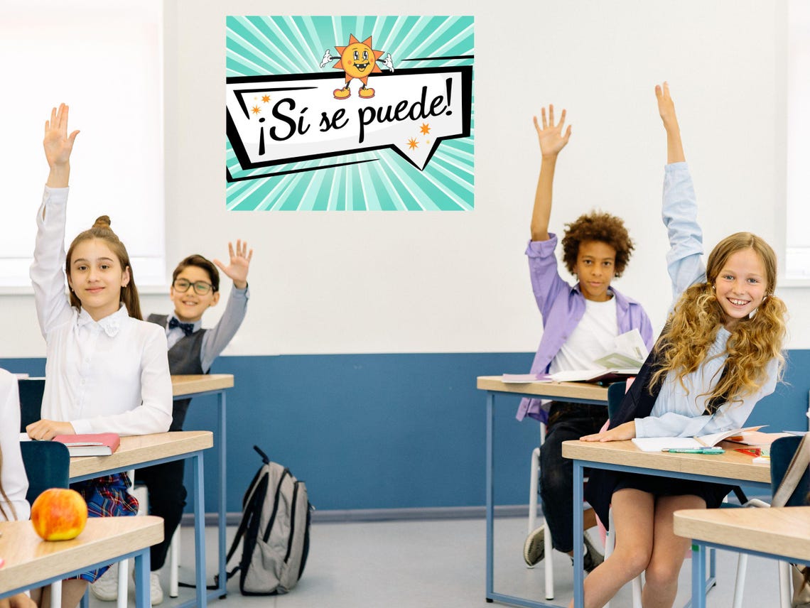 Retro Spanish Growth Mindset Poster Si Se Puede Spanish Class ...