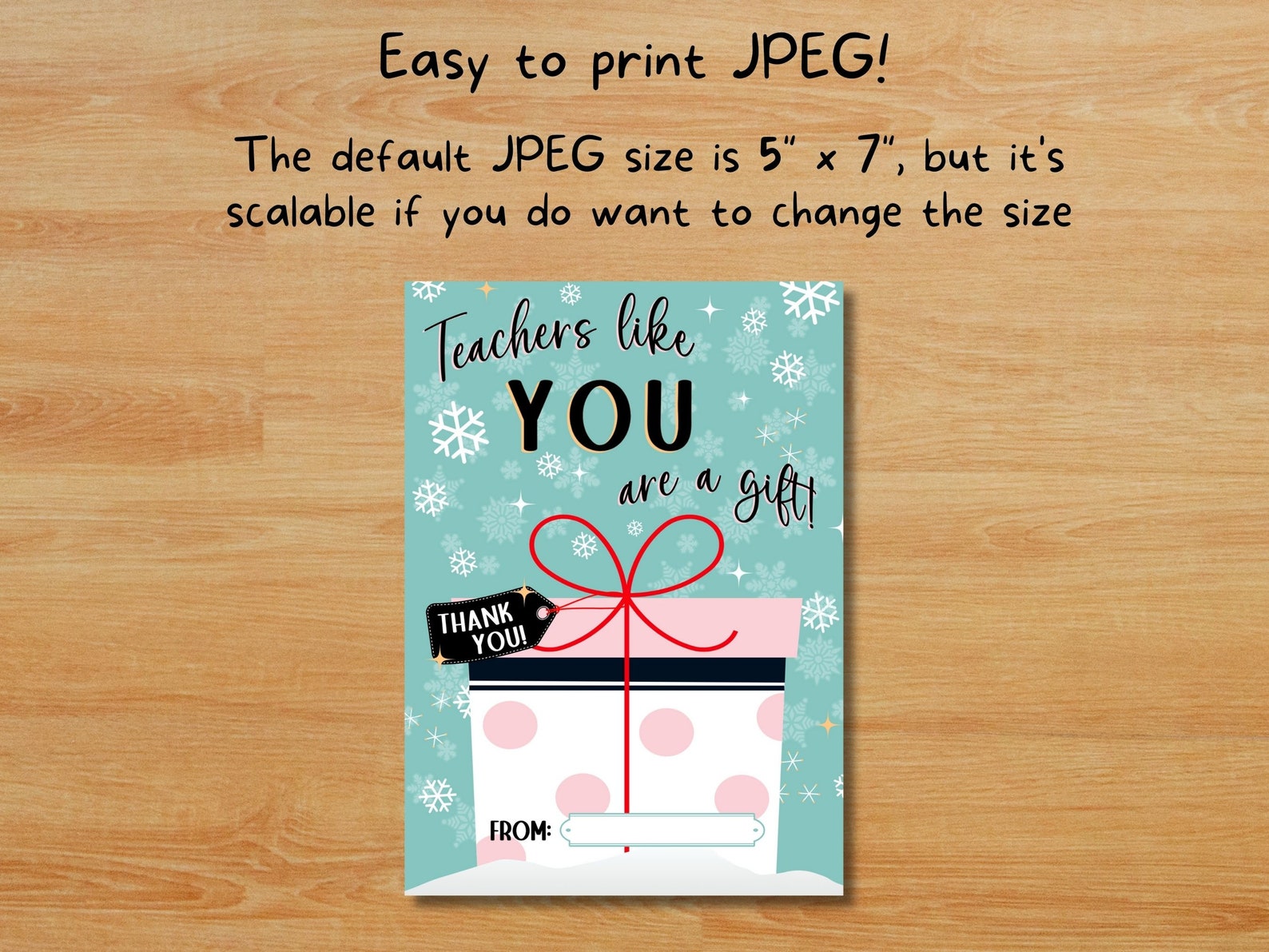 Teacher Christmas Gift Card Holder Printable, PTA PTO Teacher ...