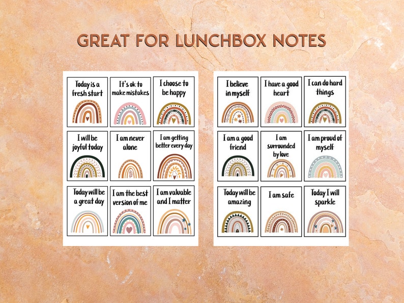 Lunchbox Notes for Kids Printable Daily Positive Affirmations ...