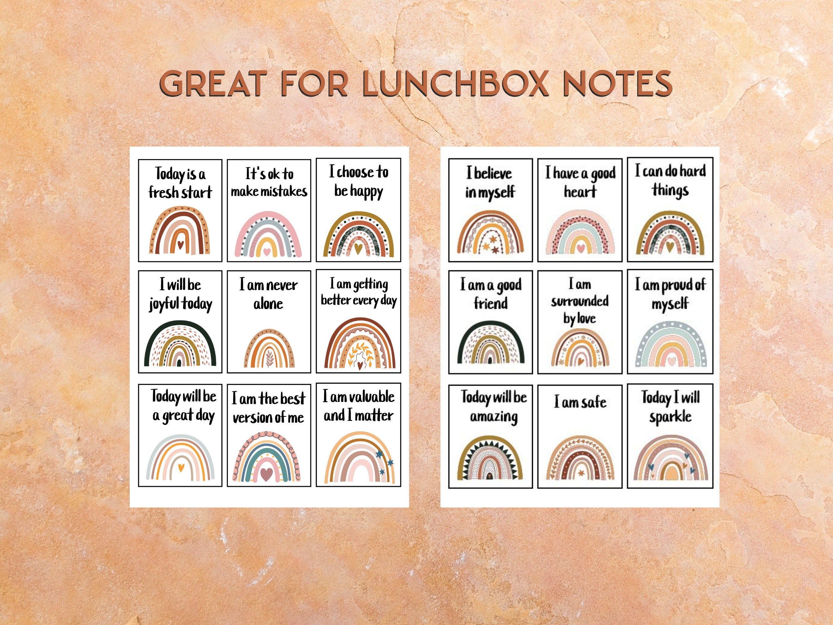 Lunchbox Notes for Kids Printable Daily Positive Affirmations ...