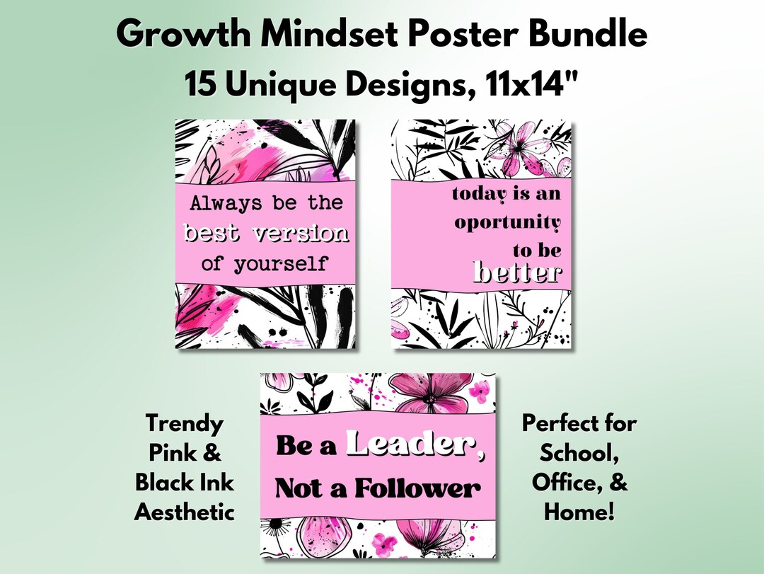 Growth Mindset Boho Classroom Posters High School Counseling Office ...