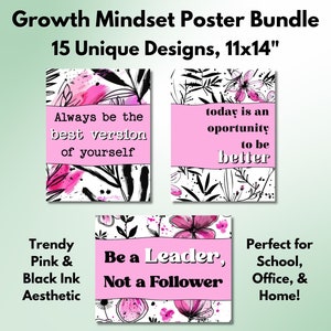Growth Mindset Boho Classroom Posters High School Counseling Office ...