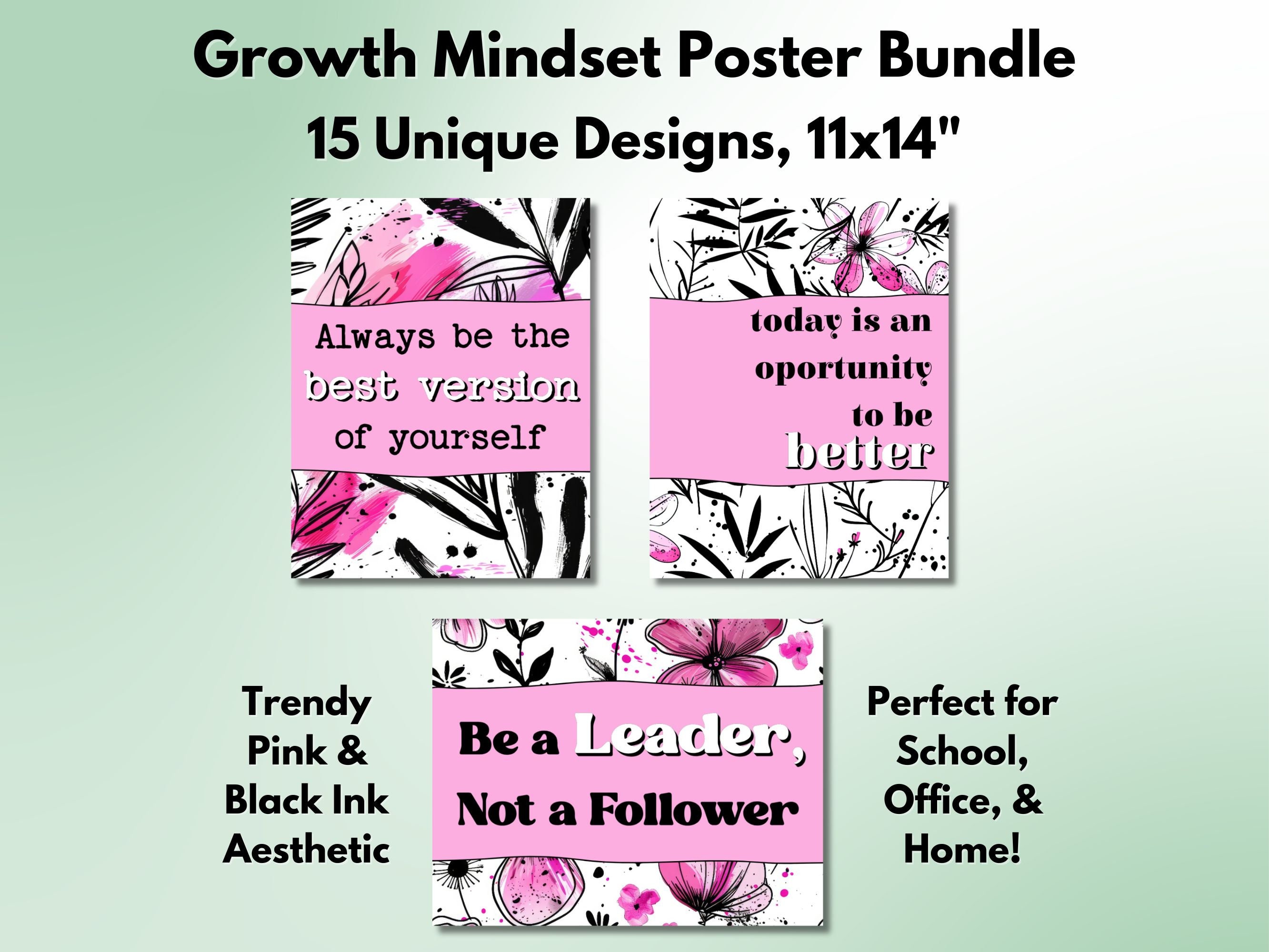 Growth Mindset Boho Classroom Posters High School Counseling Office ...