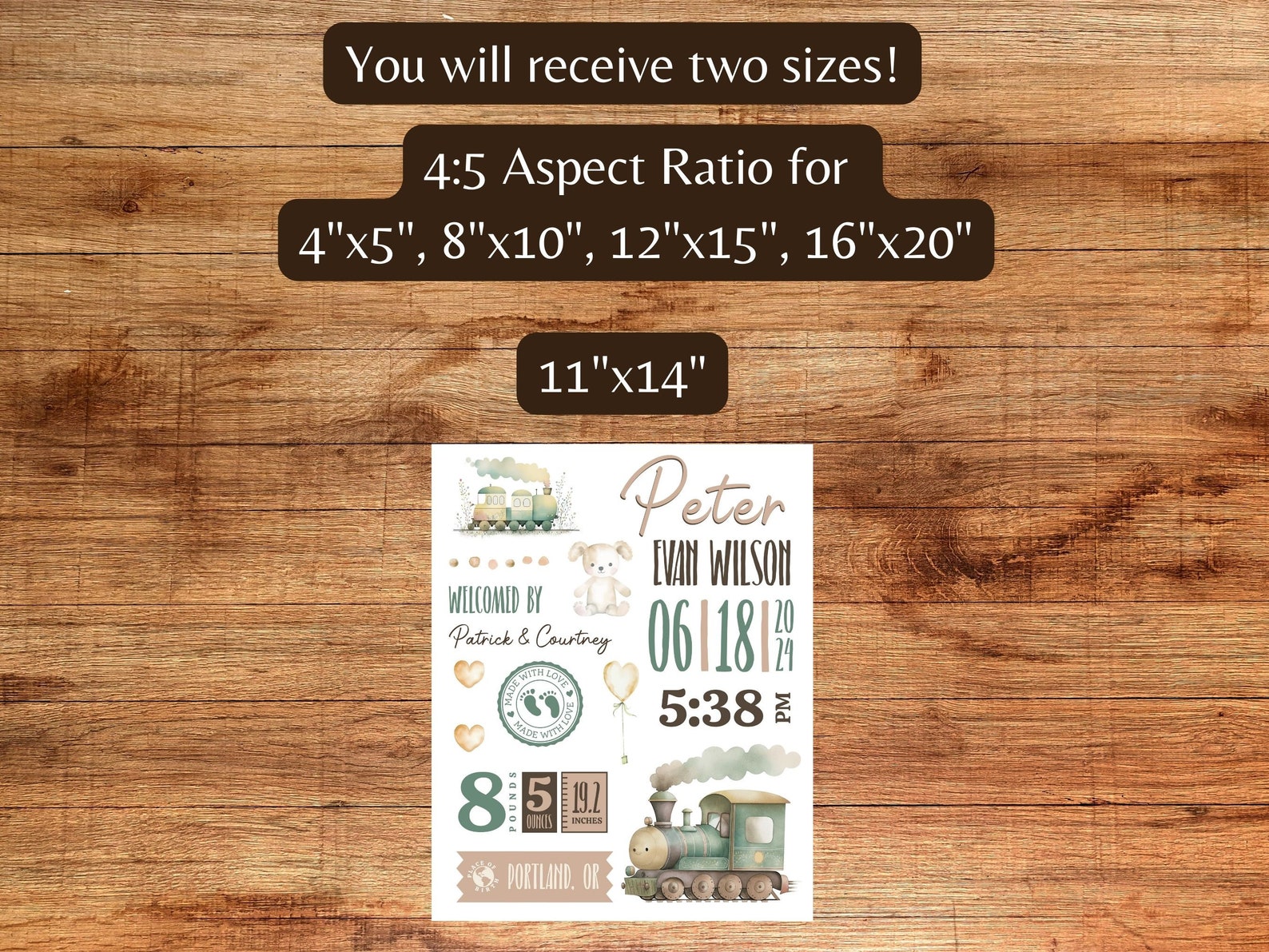 Custom Birth Stats Poster Printable, Birth Announcement Boy ...