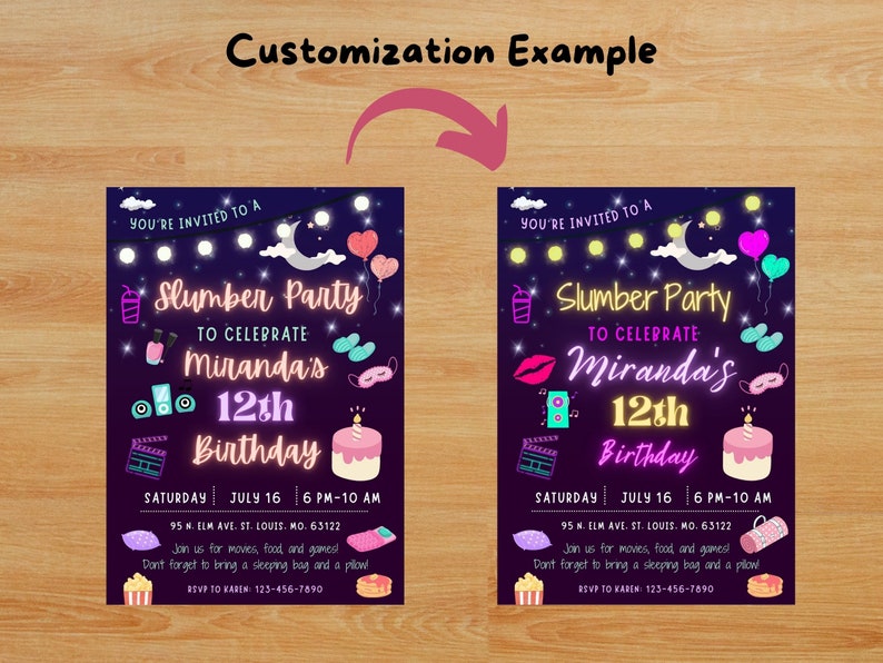 Slumber Party Invitation Printable Editable Sleepover Party Pajama