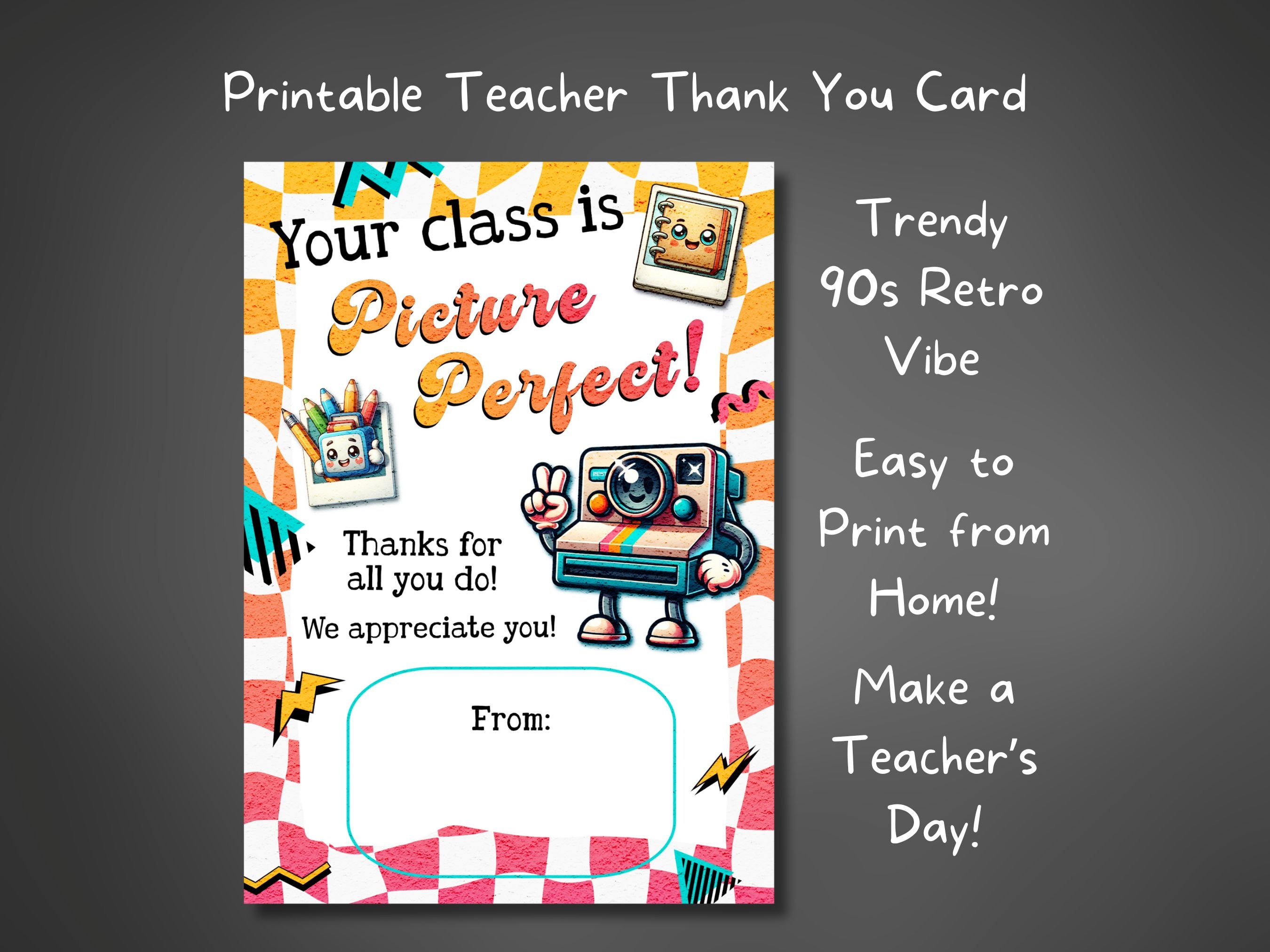 Funny 90s Retro Teacher Appreciation Week Card Printable Teacher Thank ...