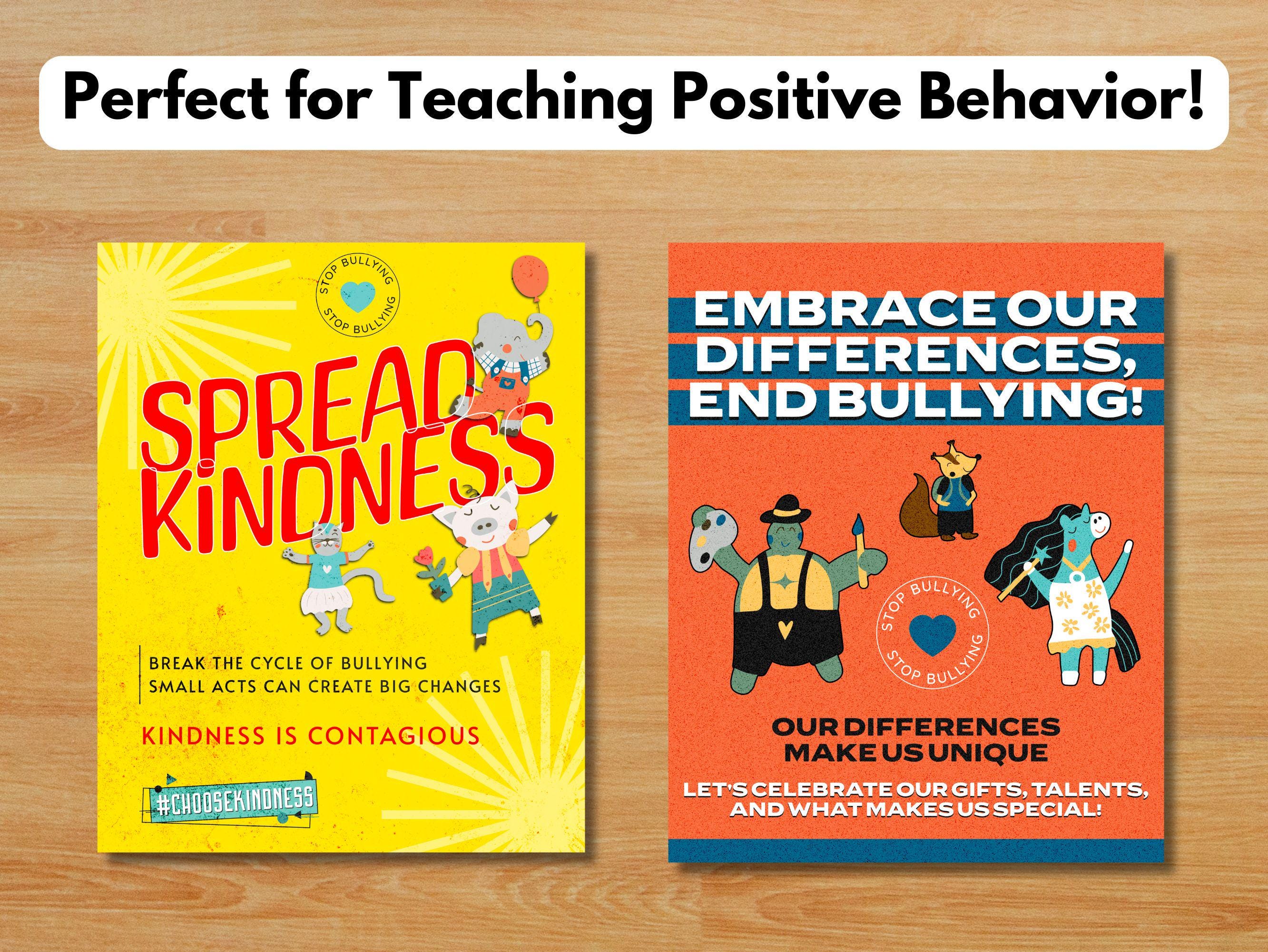 Anti Bully Classroom Posters Printable Bullying Prevention Counselor ...