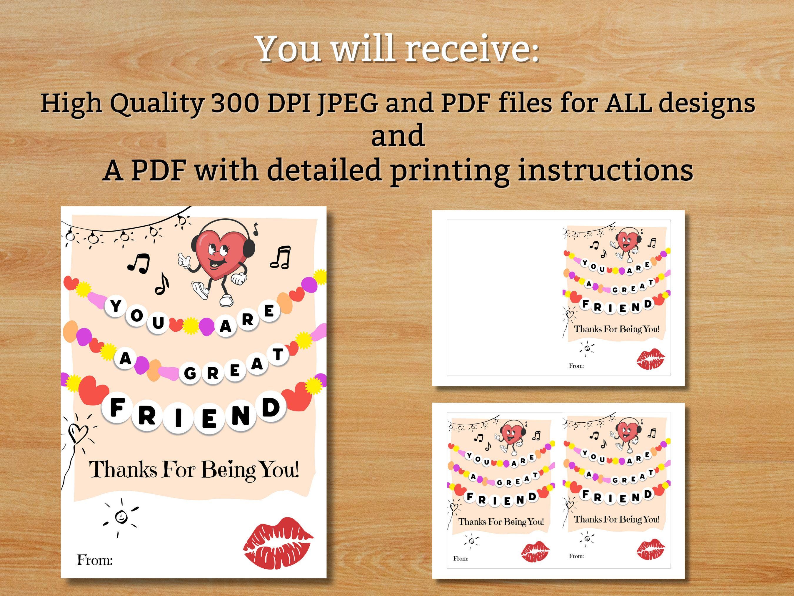 Friendship Bracelet Card Printable Valentine's Day Friendship Era ...