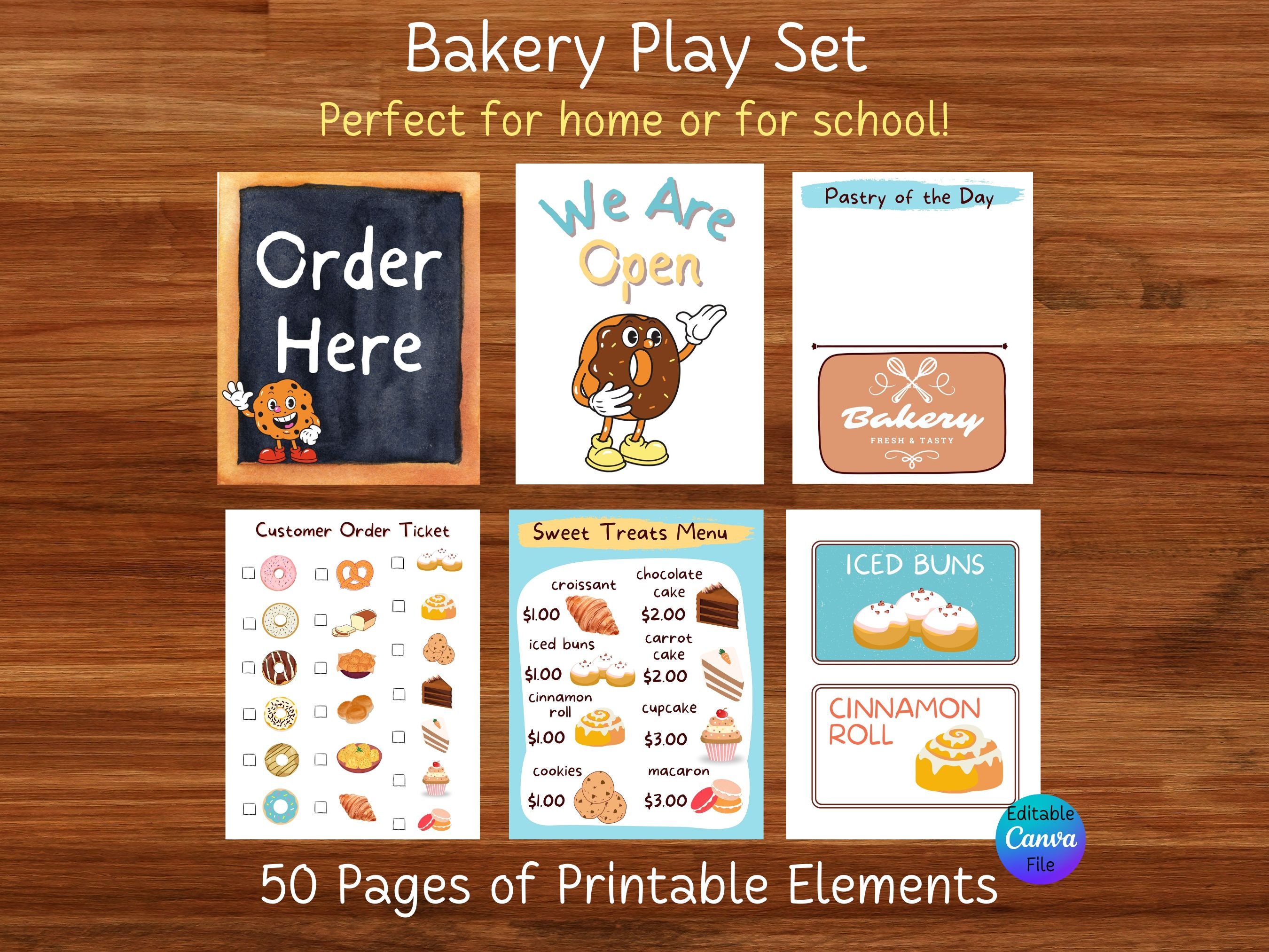 Dramatic Play Bakery Printable, Pretend Play Printables Preschool ...