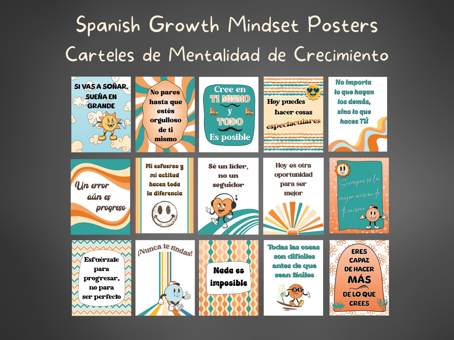 Retro Spanish Growth Mindset Poster Spanish Class Retro Motivational ...