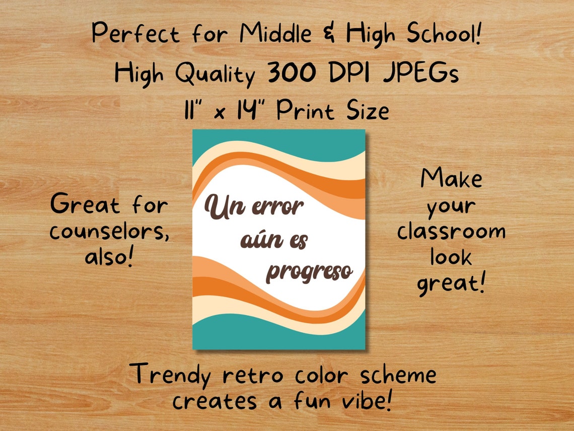 Retro Spanish Growth Mindset Poster Spanish Class Retro Motivational ...