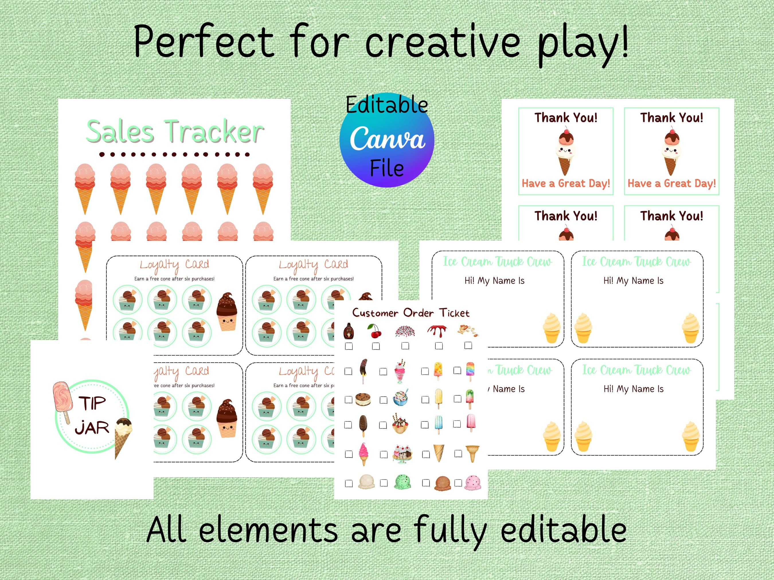 Dramatic Play Ice Cream Shop Printable Pretend Play - Etsy