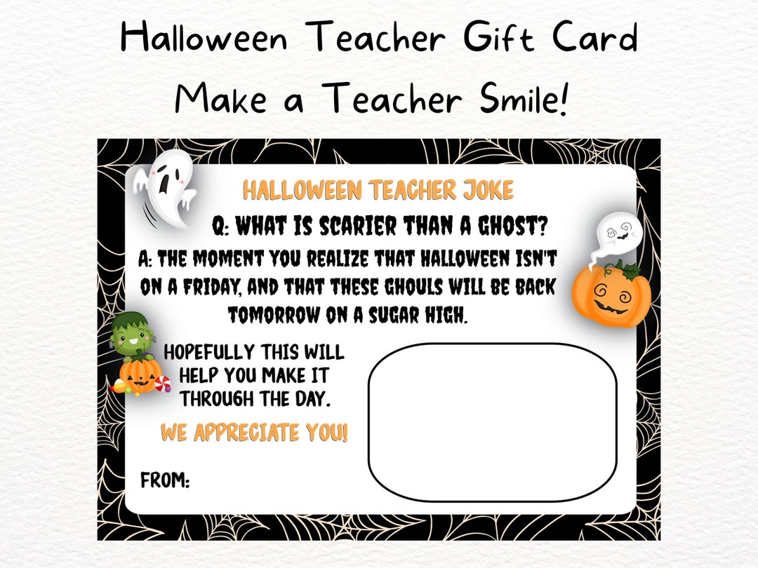 Funny Halloween Teacher Gift Card Holder Printable Halloween Coffee ...