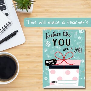 Teacher Christmas Gift Card Holder Printable, PTA PTO Teacher ...