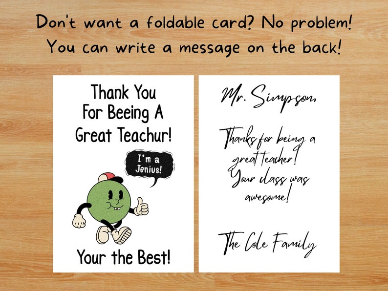 Funny Teacher Appreciation Card, Printable Teacher Thank You Card ...