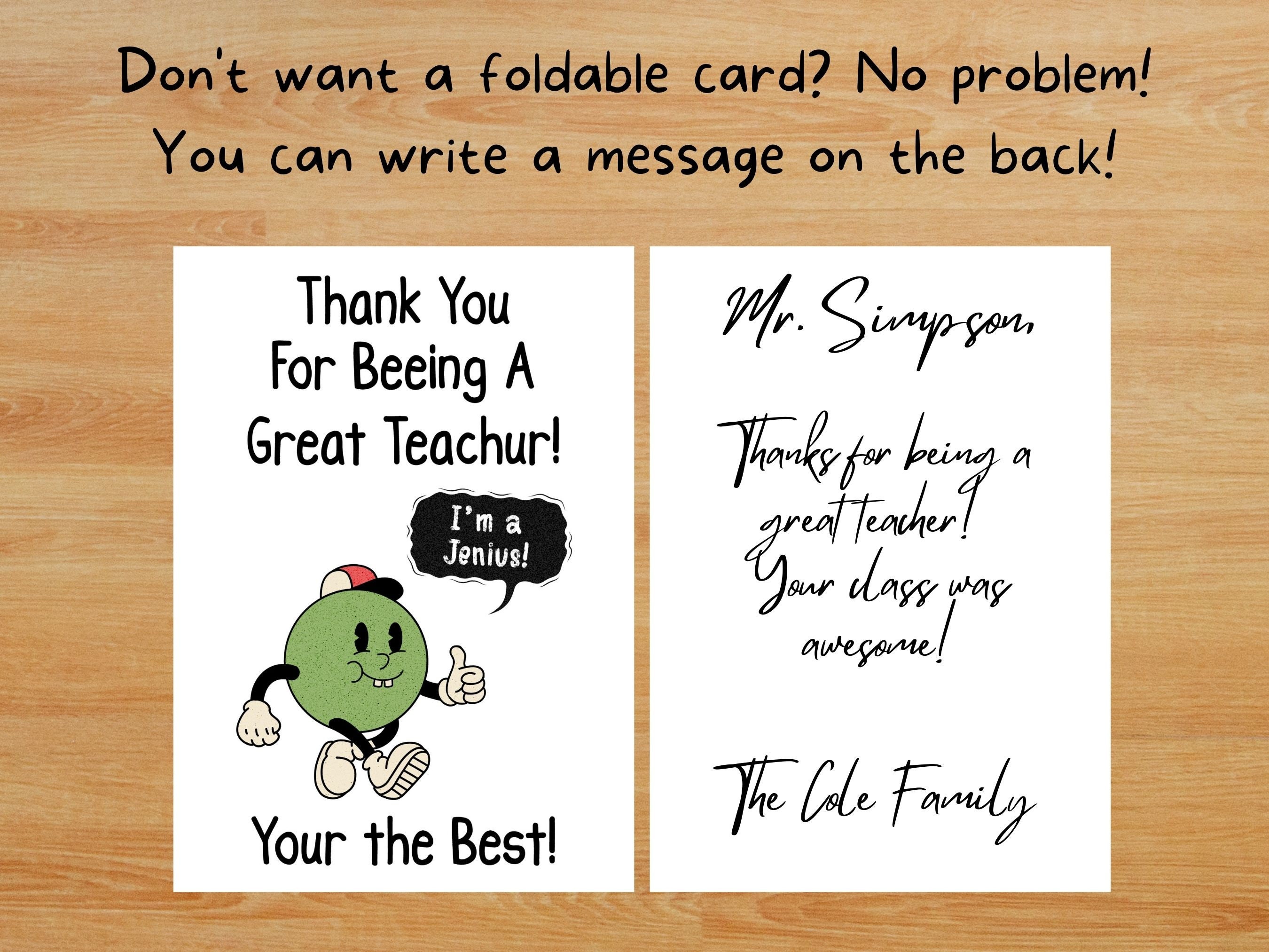 Funny Teacher Appreciation Card, Printable Teacher Thank You Card ...