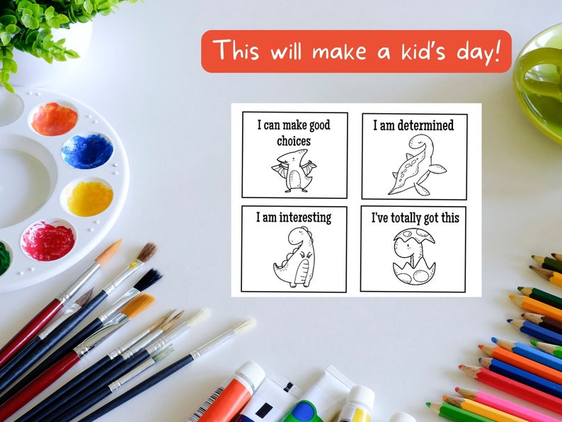 Coloring Affirmation Cards Printable Dinosaur Coloring Pages for Kids ...
