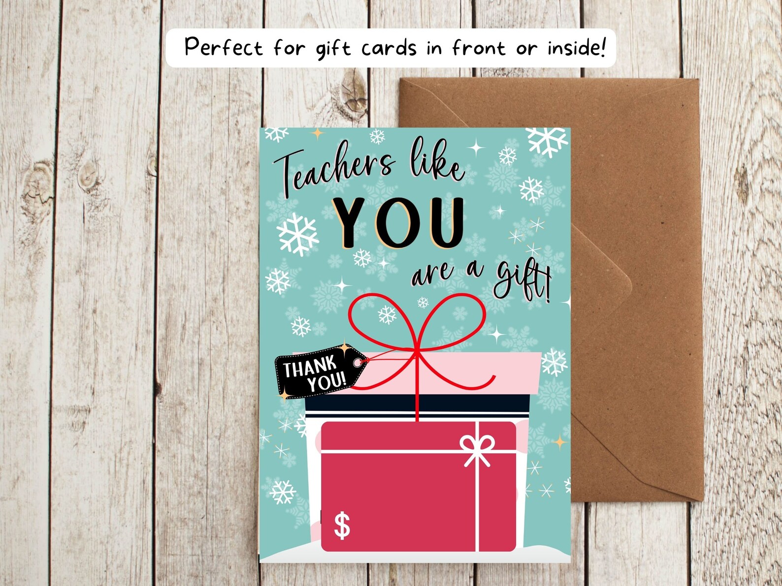 Teacher Christmas Gift Card Holder Printable, PTA PTO Teacher ...